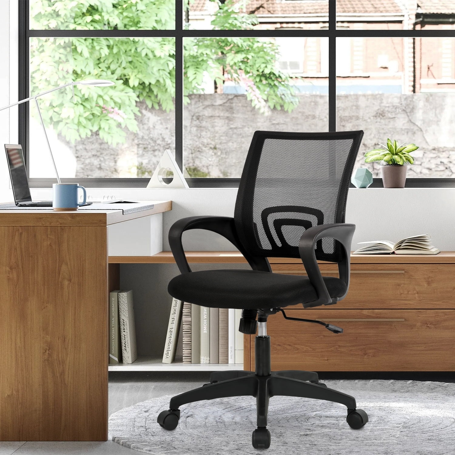 Furniture of America Sal Black Ergonomic Mesh Tilt Rocking Office Desk ...