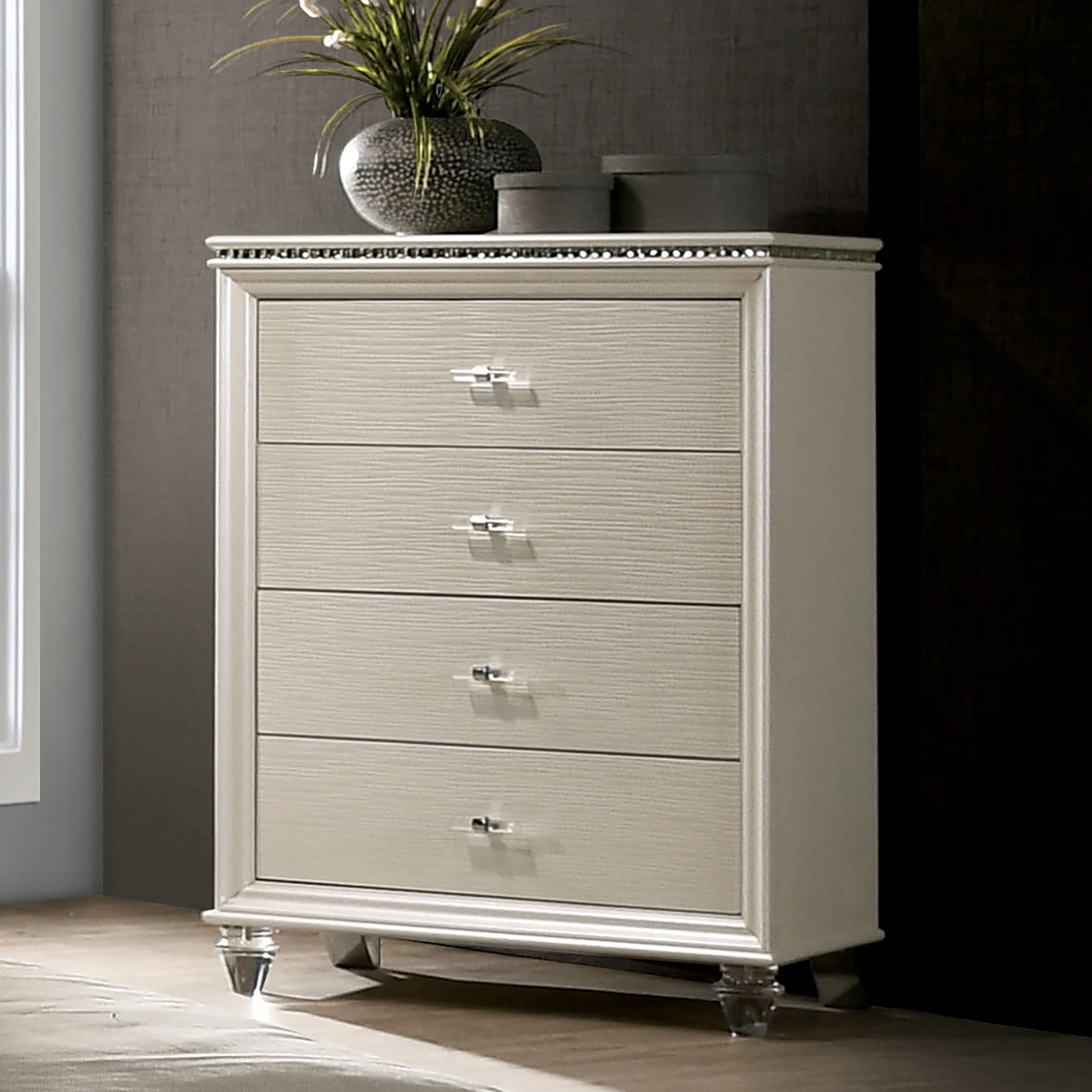 Furniture of America San Angelo 4-Drawer Wood Pearl White Chest ...