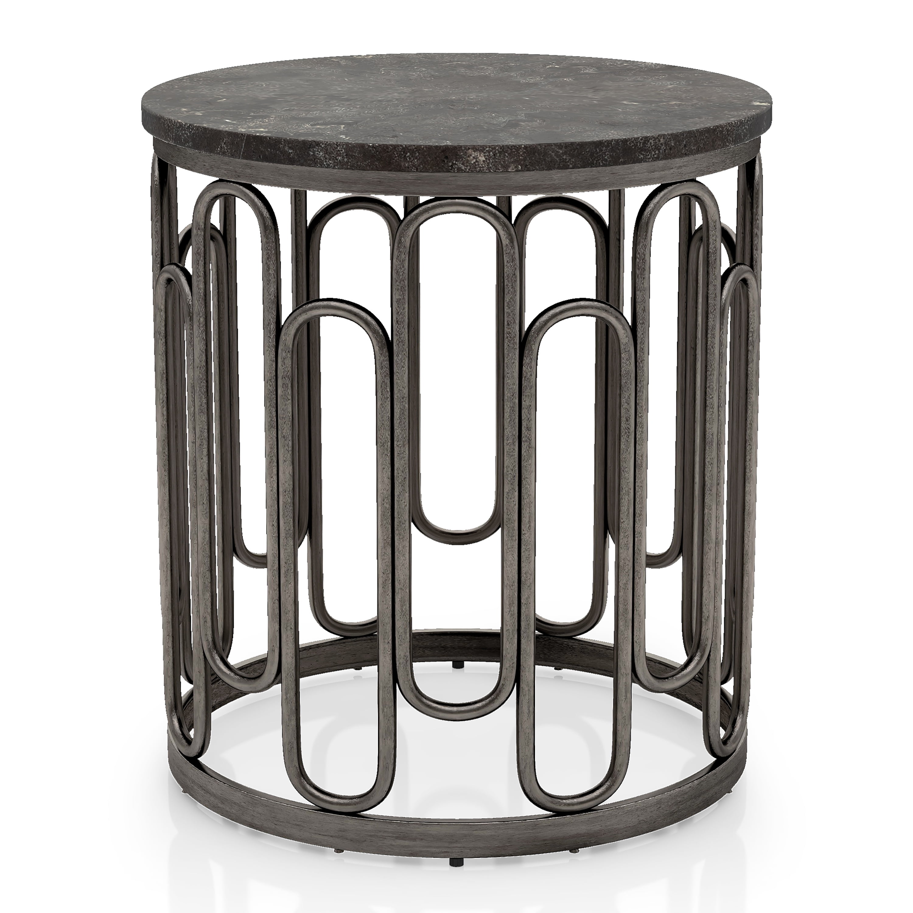 Furniture of America Saz Metal Stone Top End Table, Black - Walmart.com