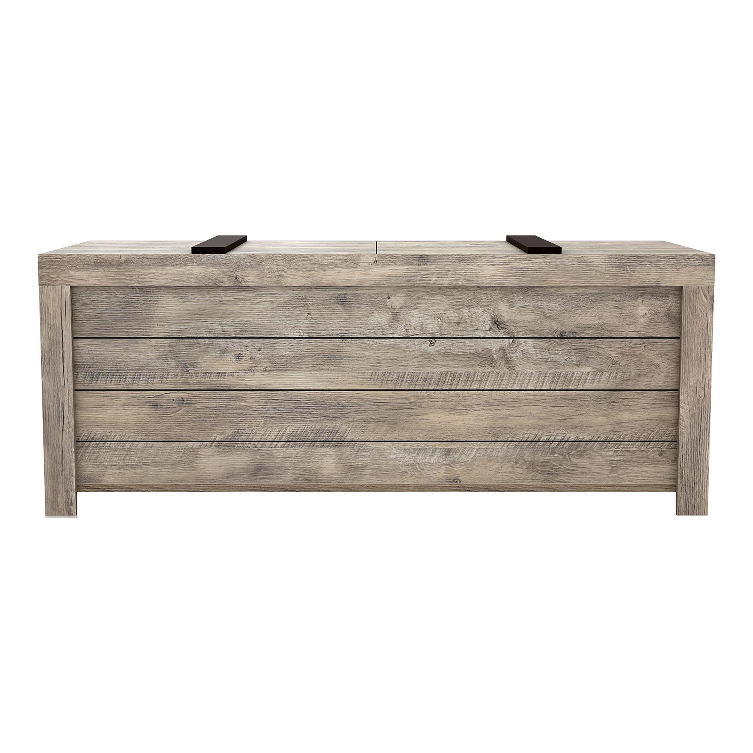 Furniture of America Scandi Wood Hidden Storage Bench in Weathered Oak ...