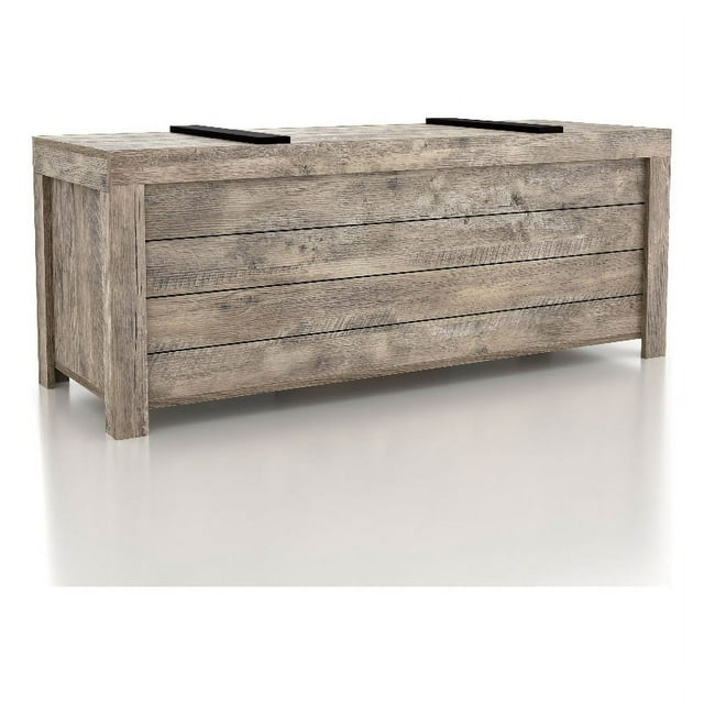 Furniture of America Scandi Wood Hidden Storage Bench in Weathered Oak ...