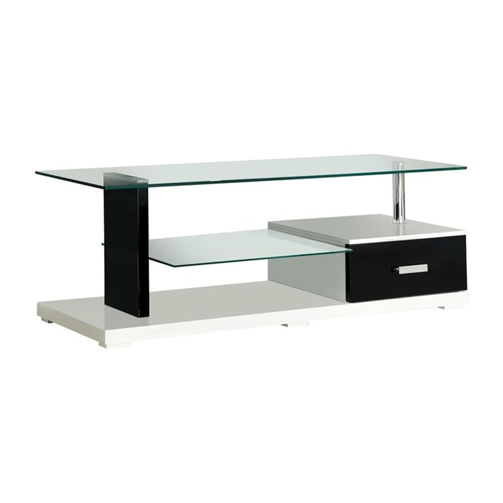 Furniture of America Seline Contemporary Glass Top TV Stand in White ...