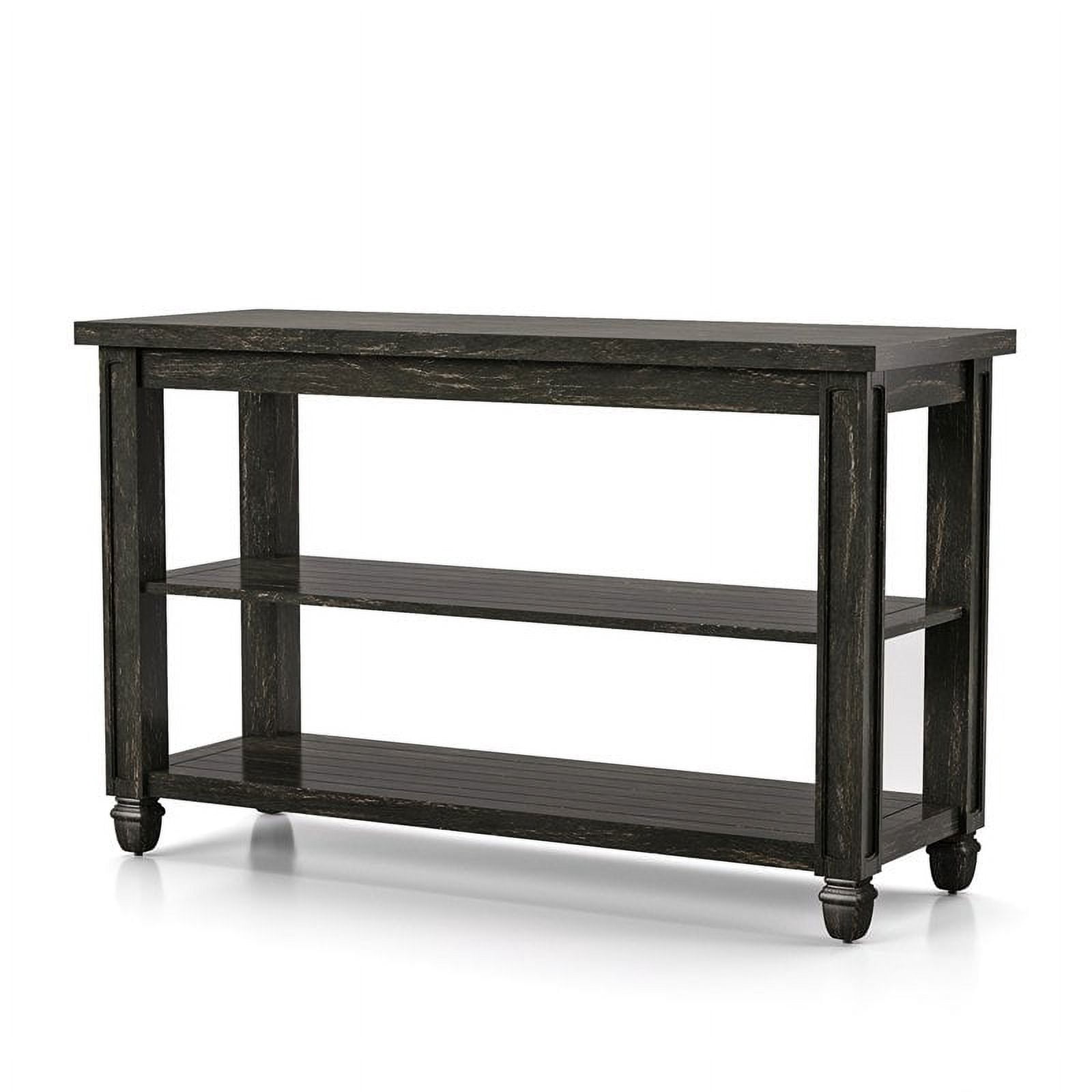 Furniture of America Shania Wood 2-Shelf Sofa Table in Antique Black ...