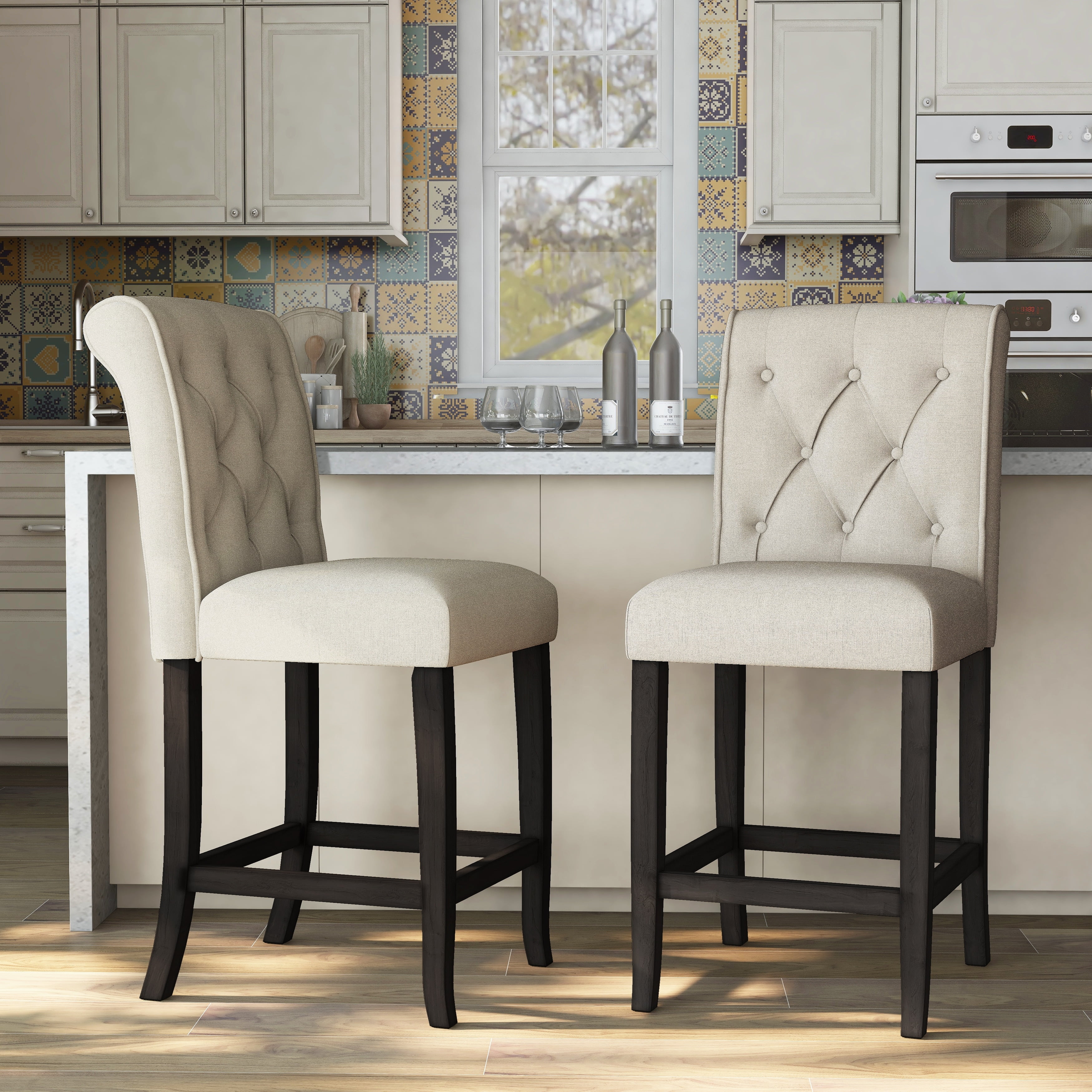 Furniture of America Sheila Rustic Chenille Counter Height Chair (Set ...