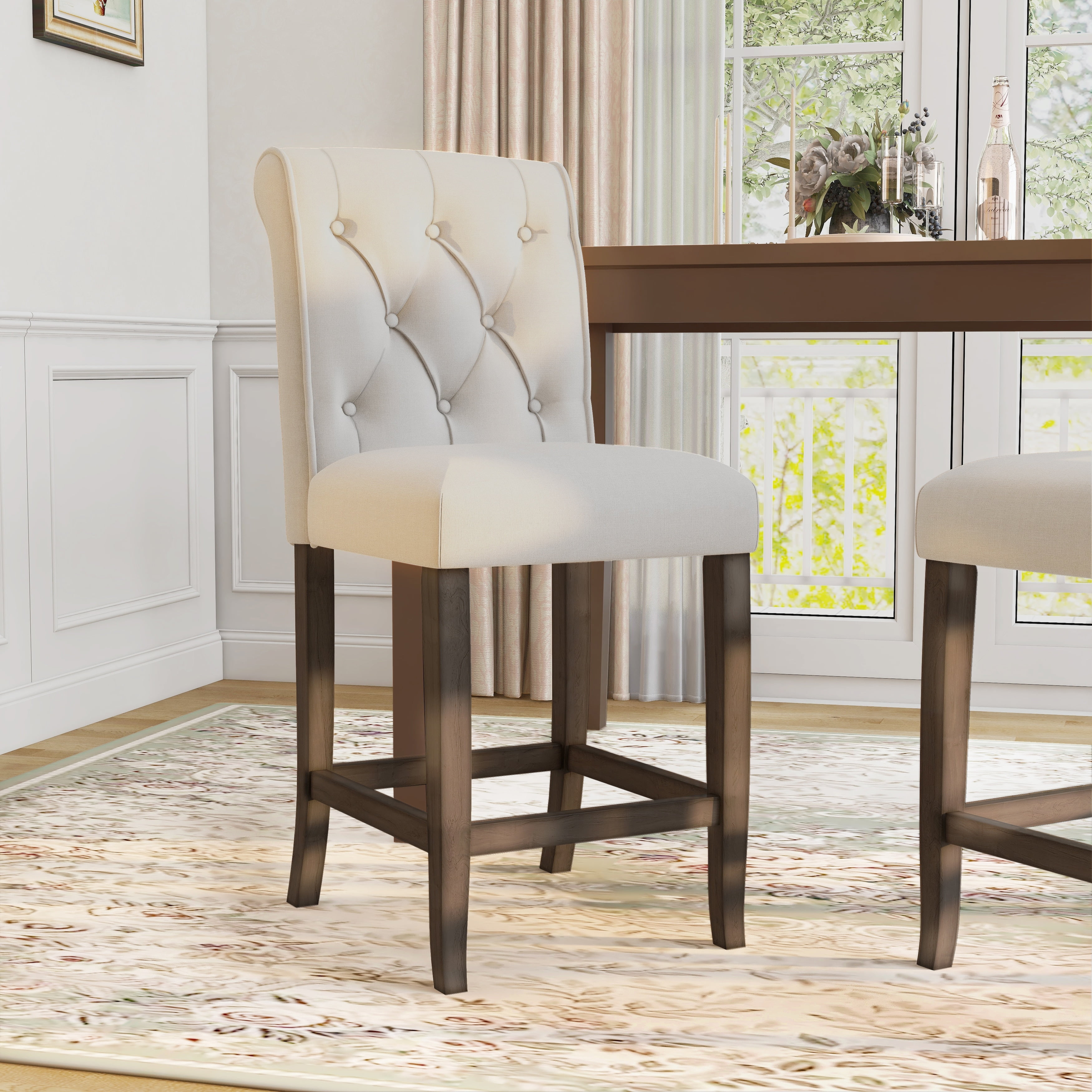 Furniture of America Sheila Rustic Chenille Counter Height Chair (Set ...