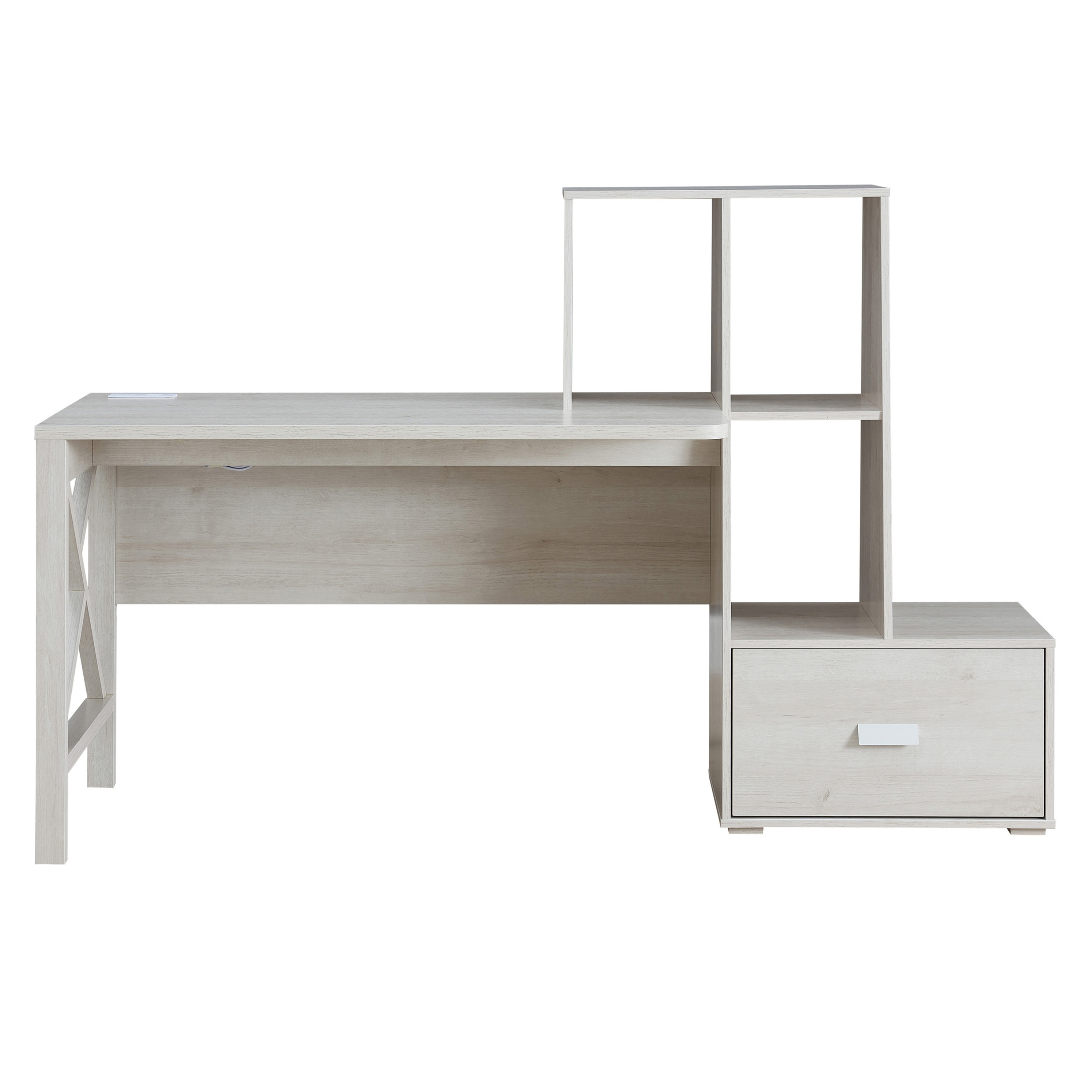 Furniture of America Sinclar 70-inch Desk with USB Port, White Oak ...