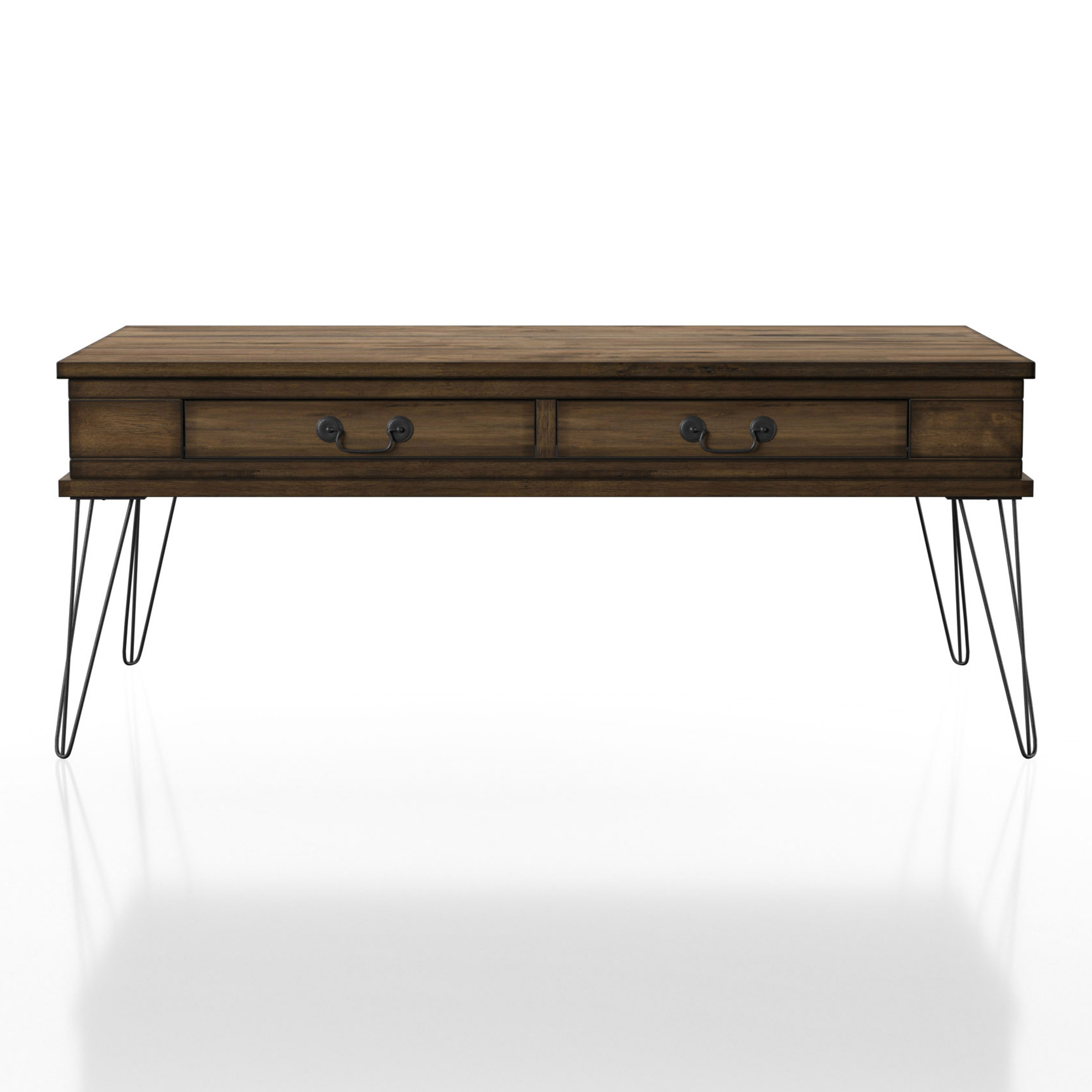 Furniture of America Snell 2-Drawer Coffee Table, Rustic Oak - Walmart.com