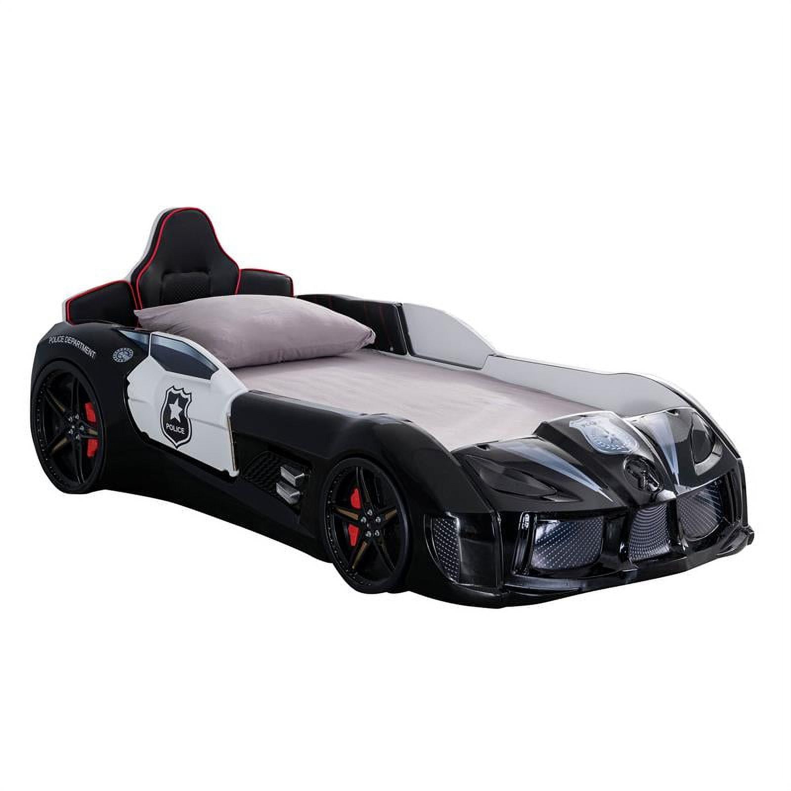 Furniture of America Sonet Plastic Twin Race Car Bed with LED Light in ...