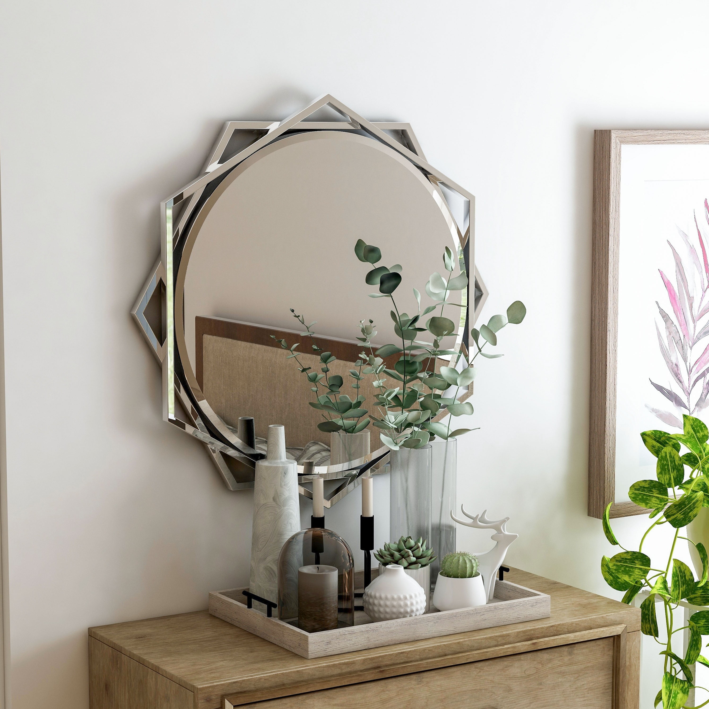 Furniture of America St Genies Contemporary Metal Beveled Wall Mirror ...