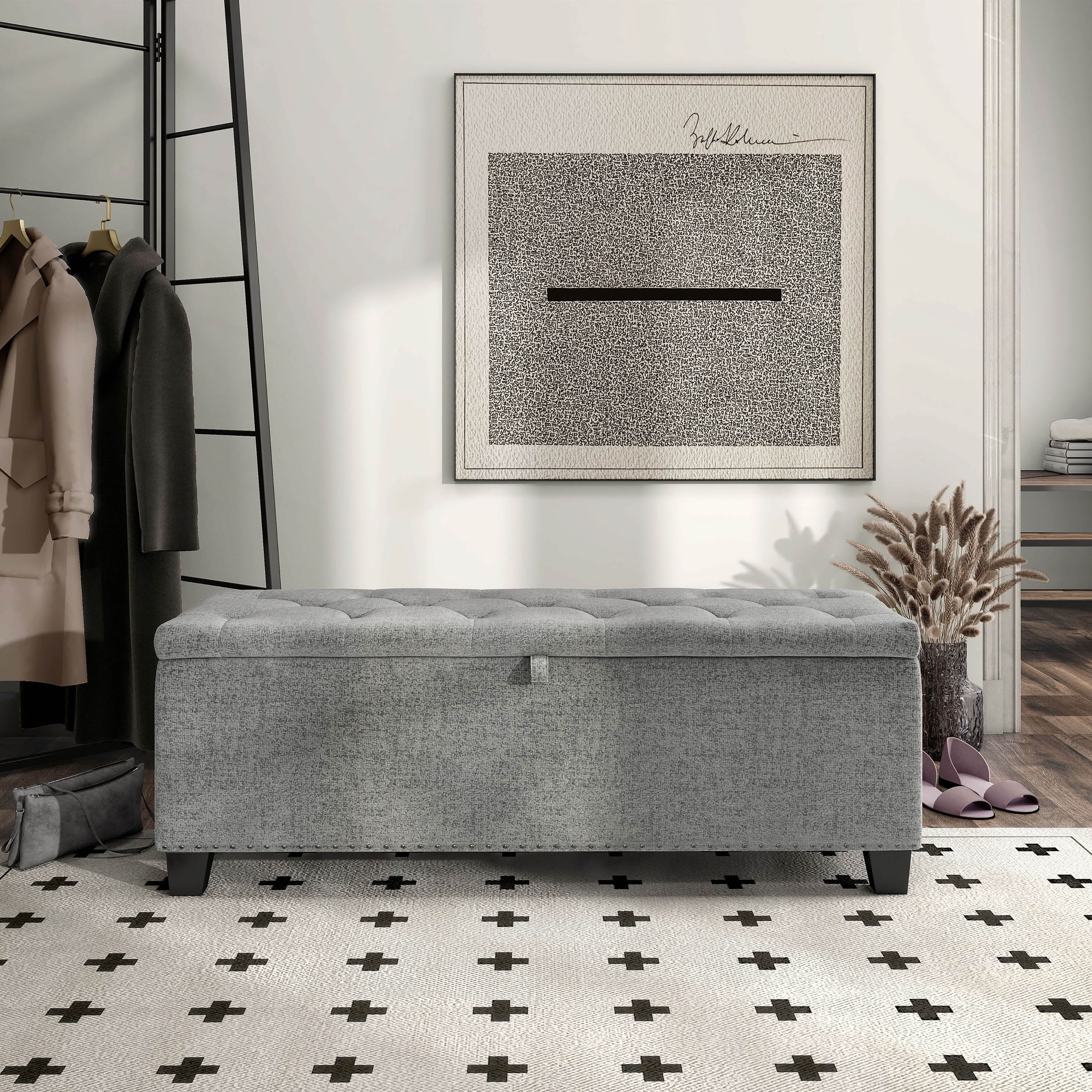 Furniture of America Suffolk Linen Modern Entryway Bedroom Storage ...
