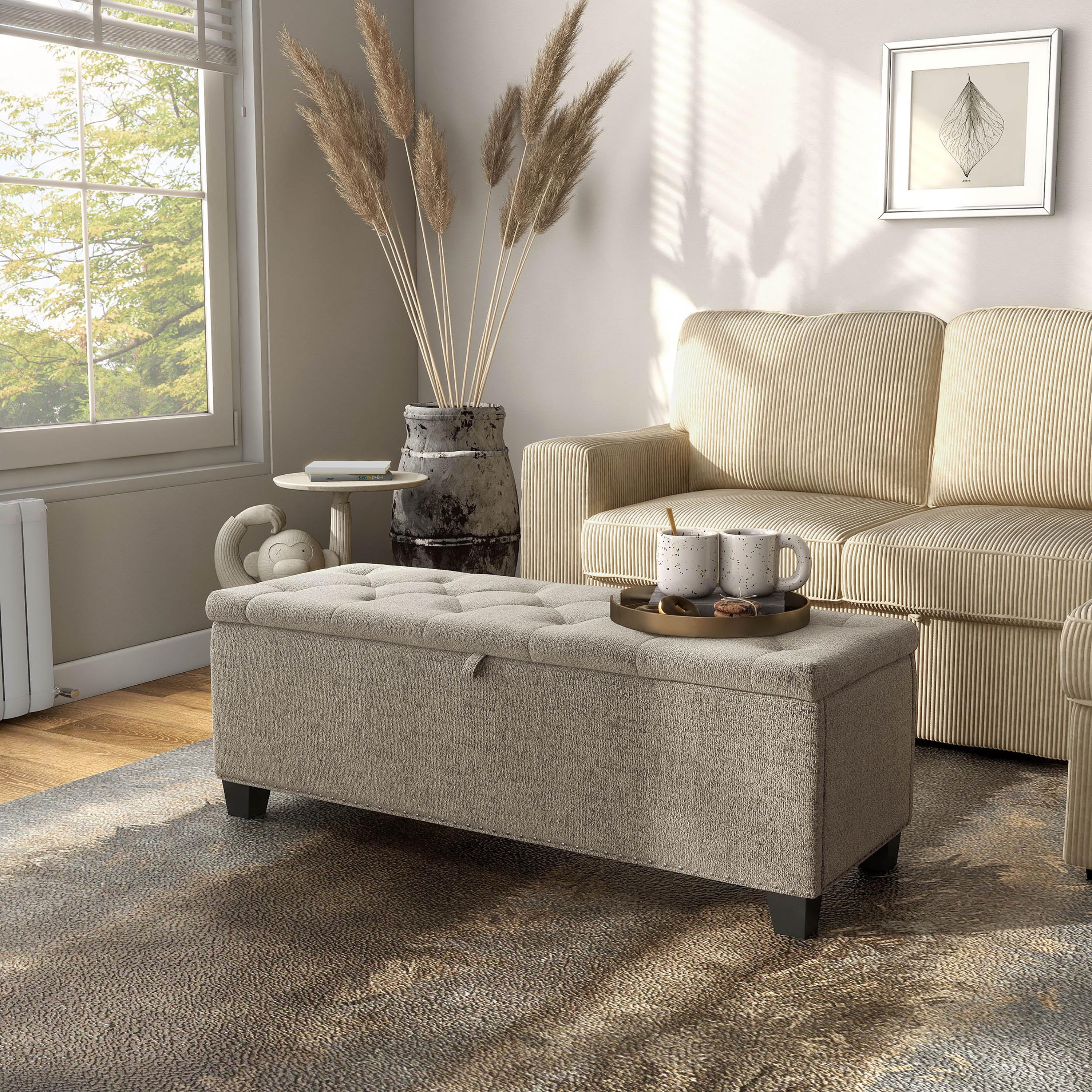 Furniture of America Suffolk Linen Modern Entryway Bedroom Storage ...