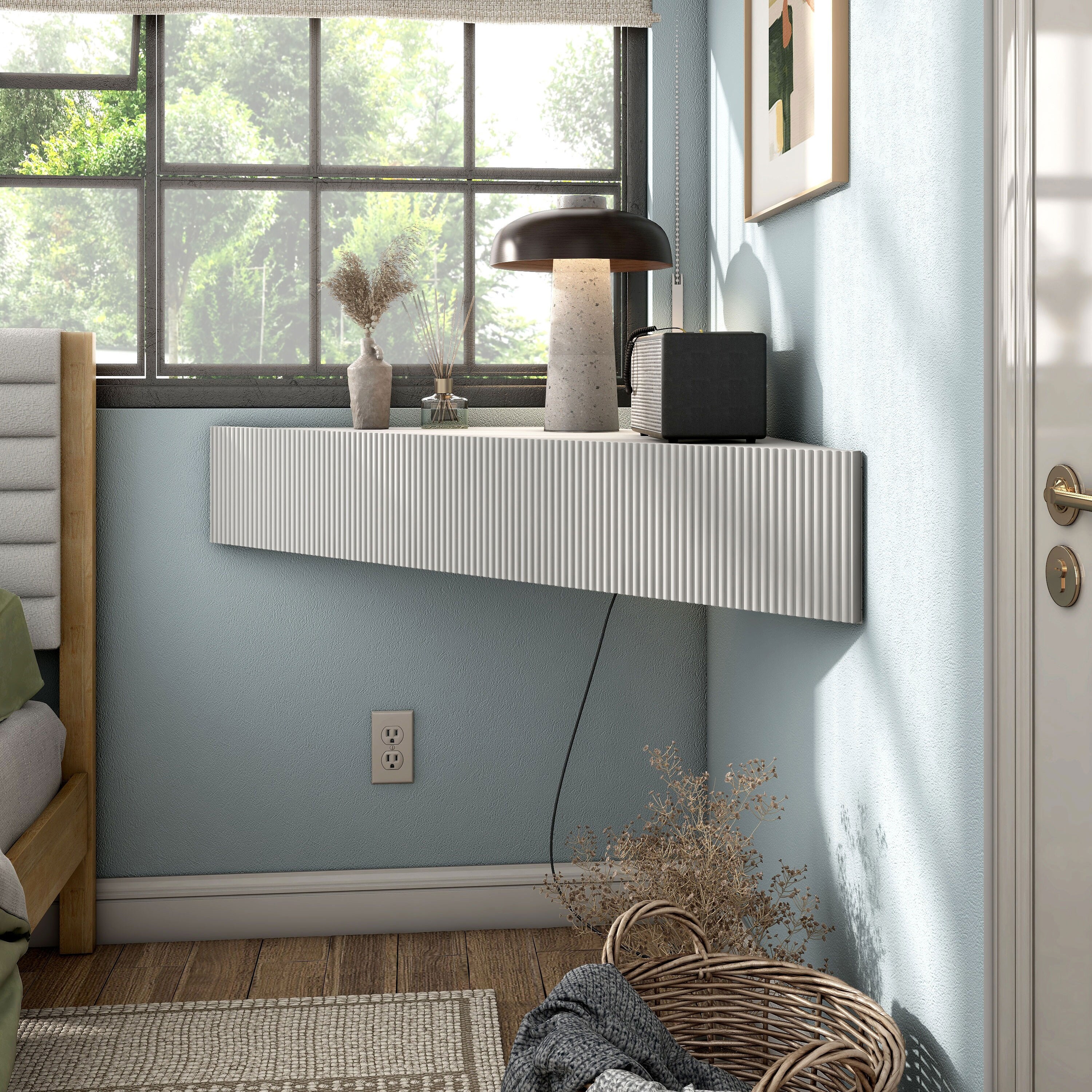 Furniture of America Sukhumi Transitional 47-inch 3-Shelf Wall-Mounted ...
