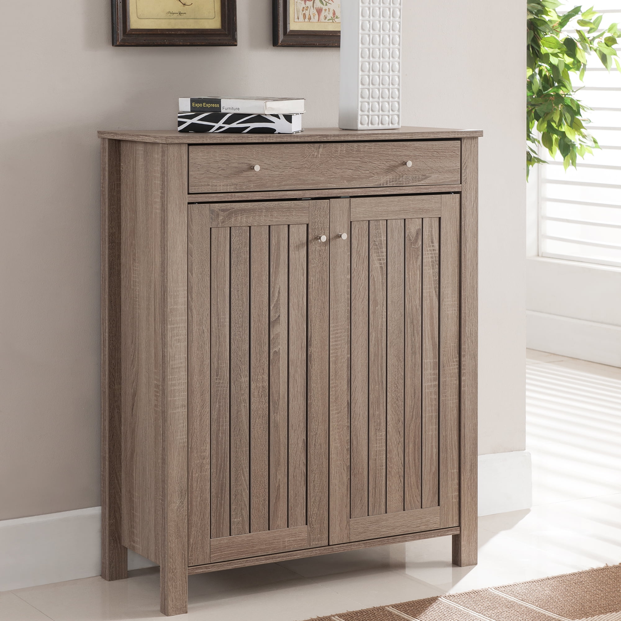 Furniture of America Tabitha 1-Drawer Shoe Cabinet, Light Oak - Walmart.com