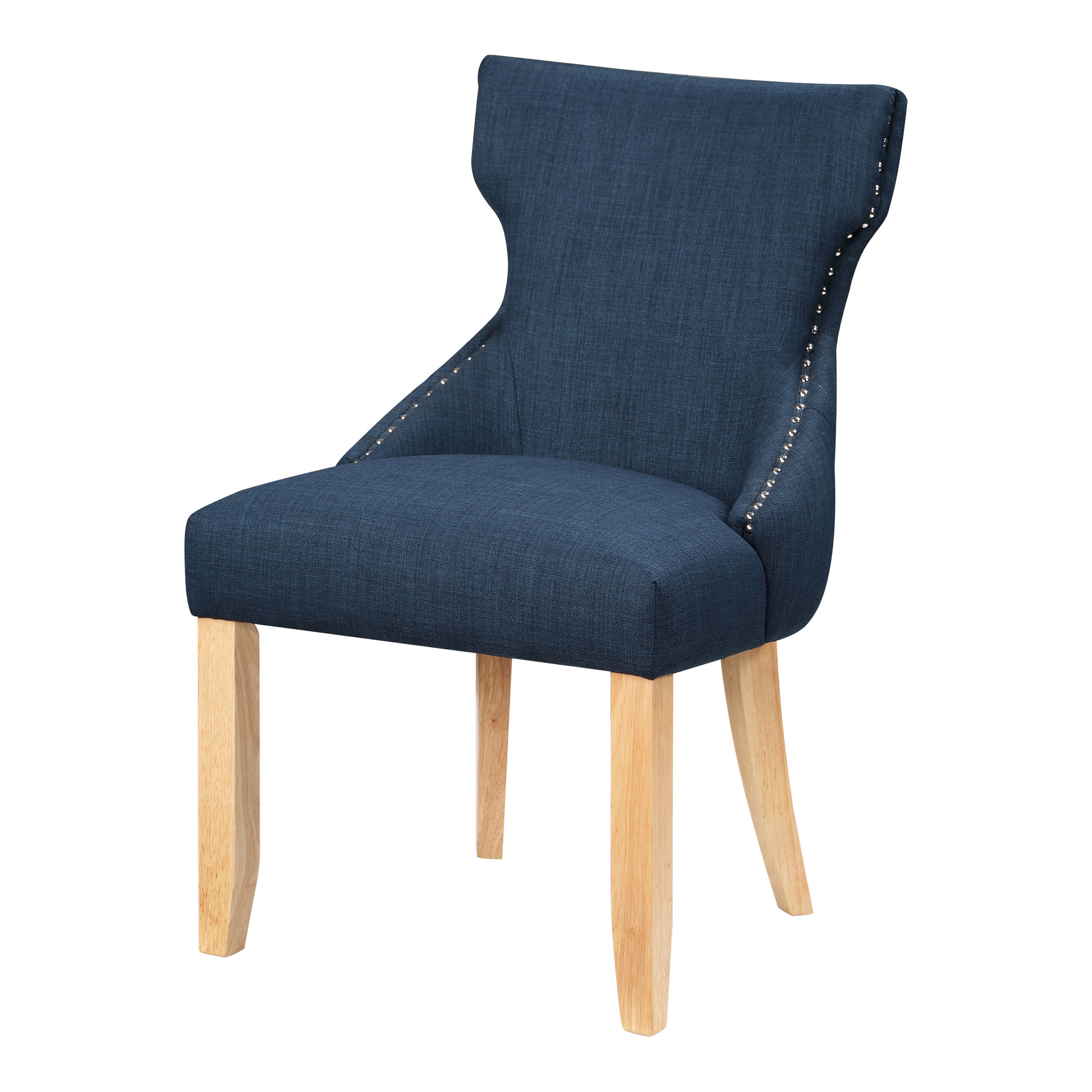 Furniture of America Taryn Upholstered Wood Dark Blue Side Chairs (Set ...
