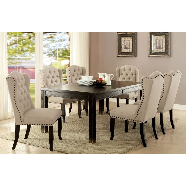 Furniture of America Tays Contemporary Black Solid Wood Dining Table 72 Inch