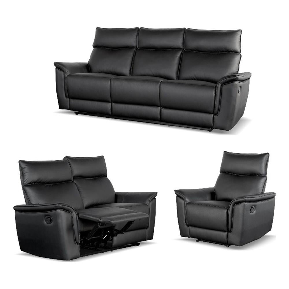 Furniture of America Telimate 3-Piece Leather Reclining Sofa Set in ...
