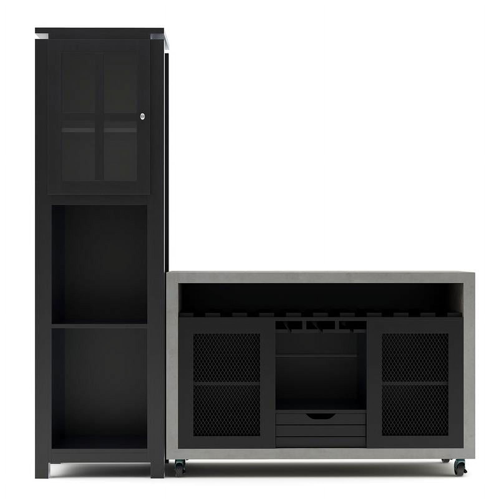 Furniture of America Tellun Wood 2pc Server and Wine Bar Cabinet Set in ...