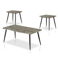Kinley 3 Piece Coffee Table Set, Gray Wood & Black Metal, Industrial ...