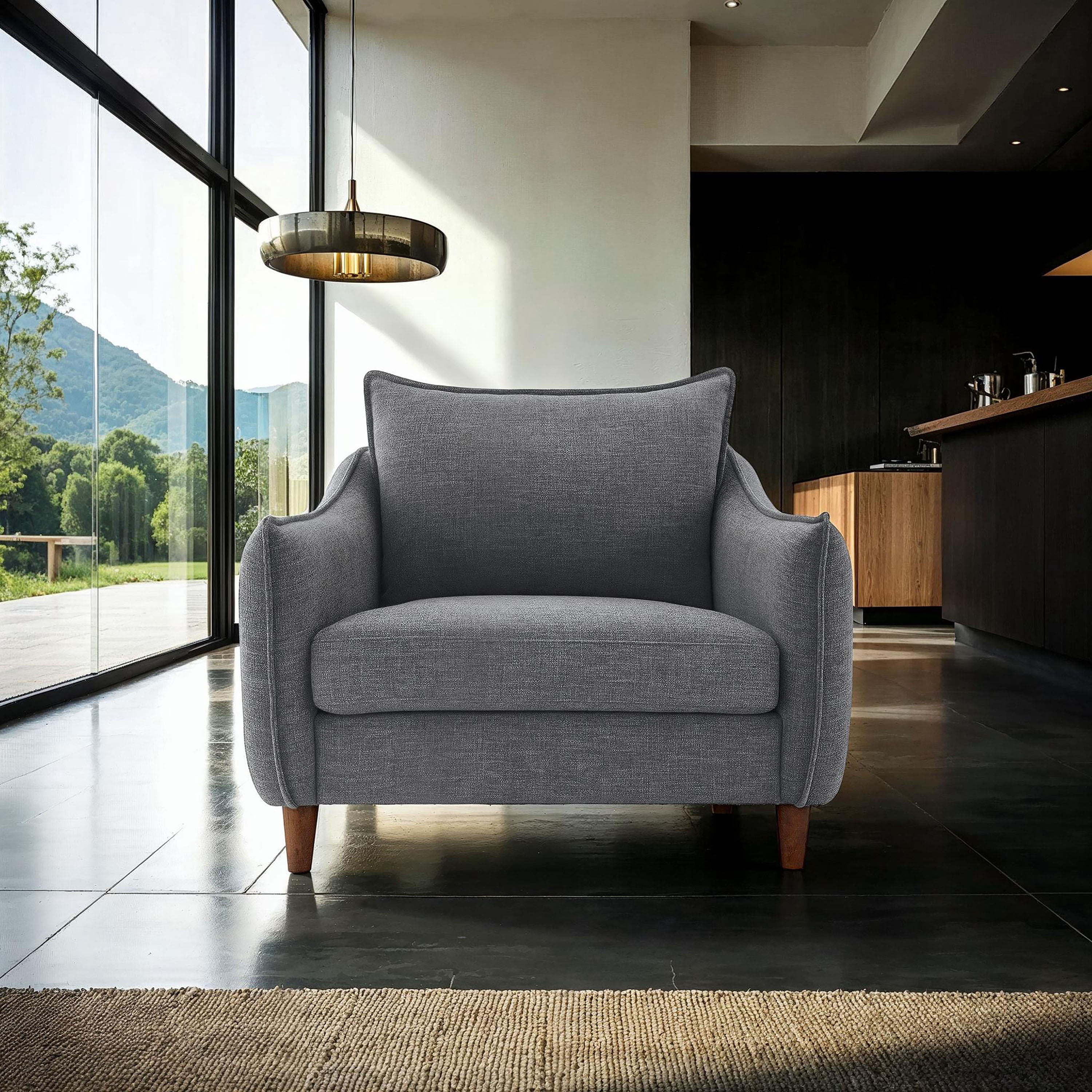 Furniture of America Terry Modern Chenille Skinny Sloped Arm Indoor ...