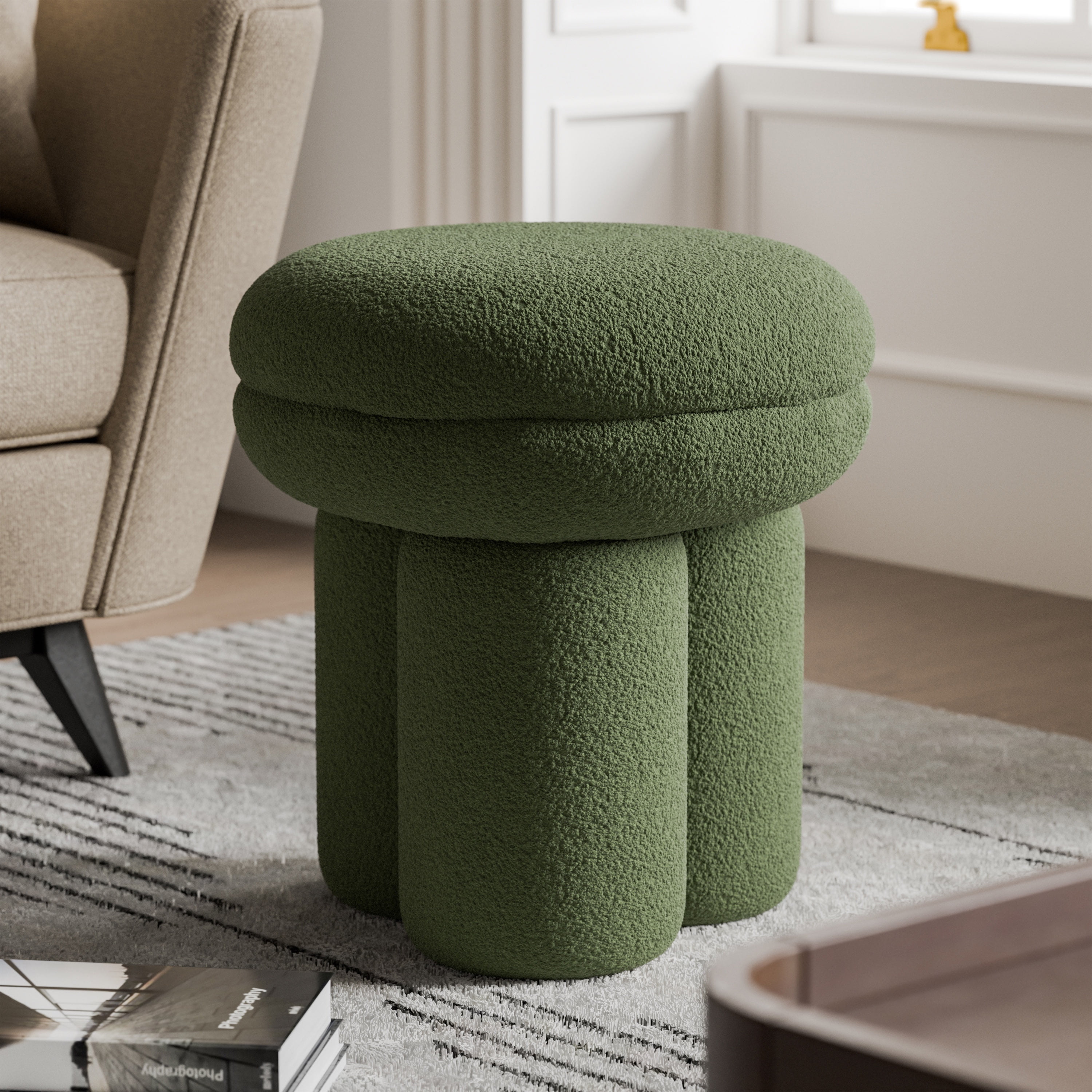 Furniture of America Thia I Modern 17.5" Upholstered Mushroom-Shape ...