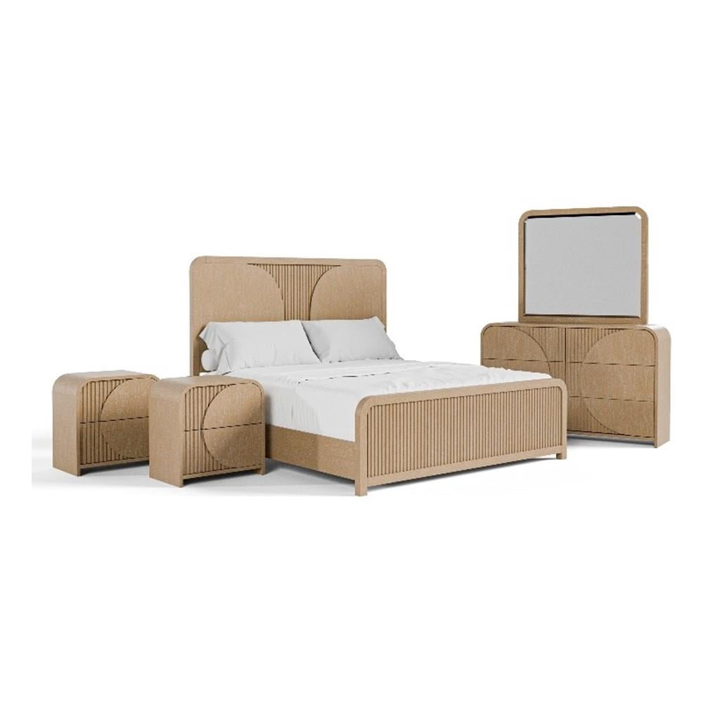 Furniture of America Tissen Wood King 5-Piece Bedroom Set in Natural ...