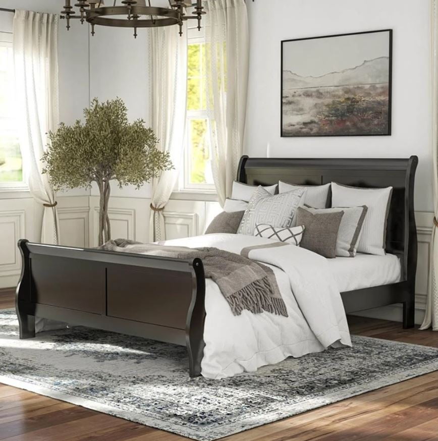 Furniture of America Toni Transitional Solid Wood Panel Queen Bed in ...