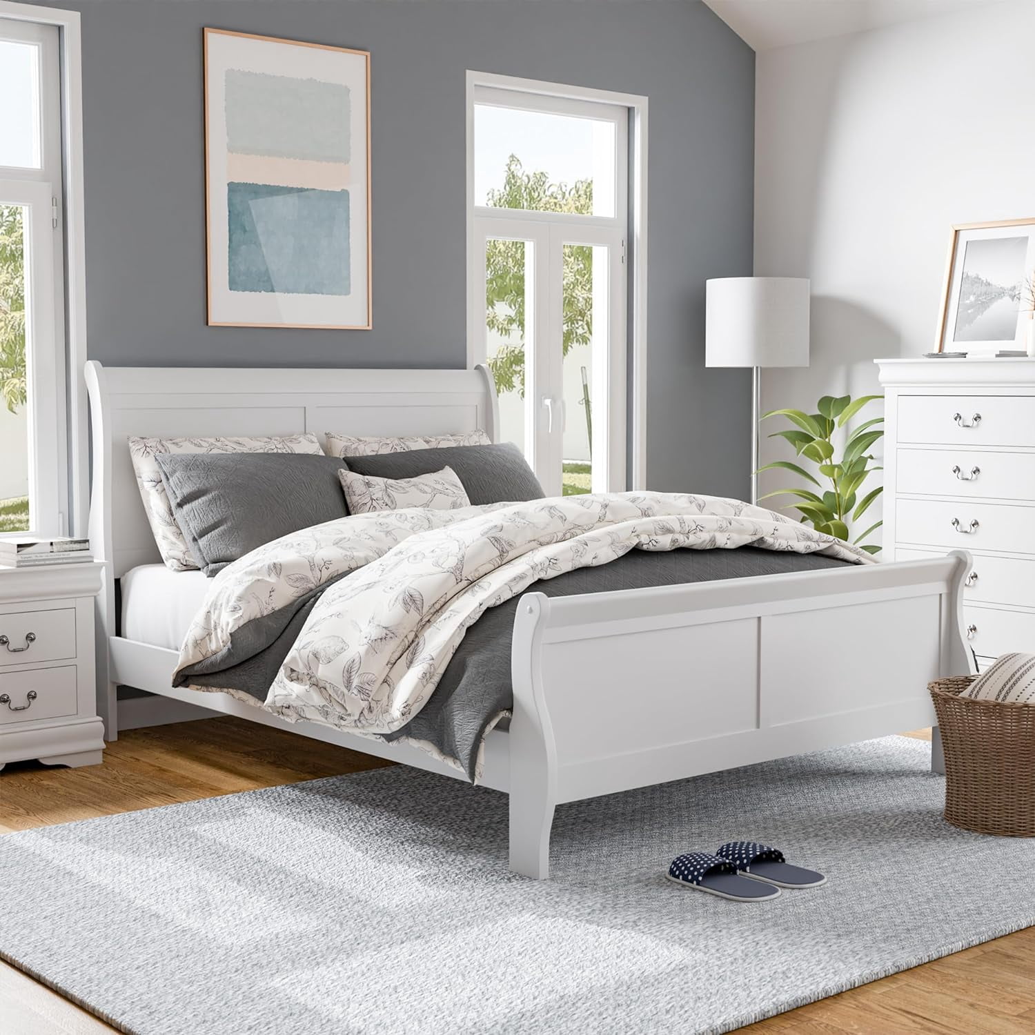 Furniture of America Toni Transitional Solid Wood Panel Queen Bed in ...
