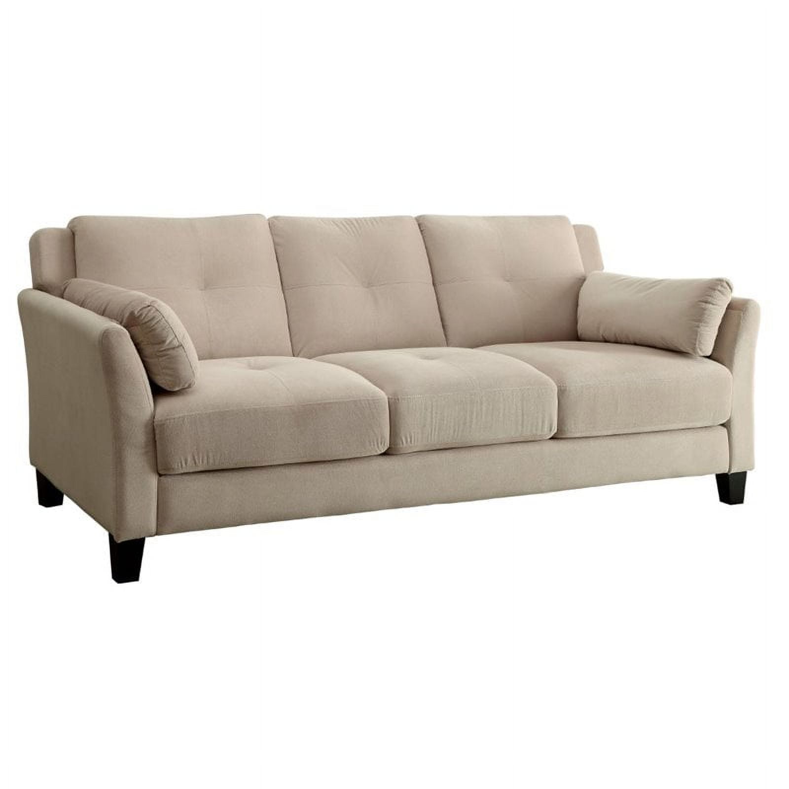 Furniture of America Trevon Contemporary Fabric Tufted Sofa in Beige ...