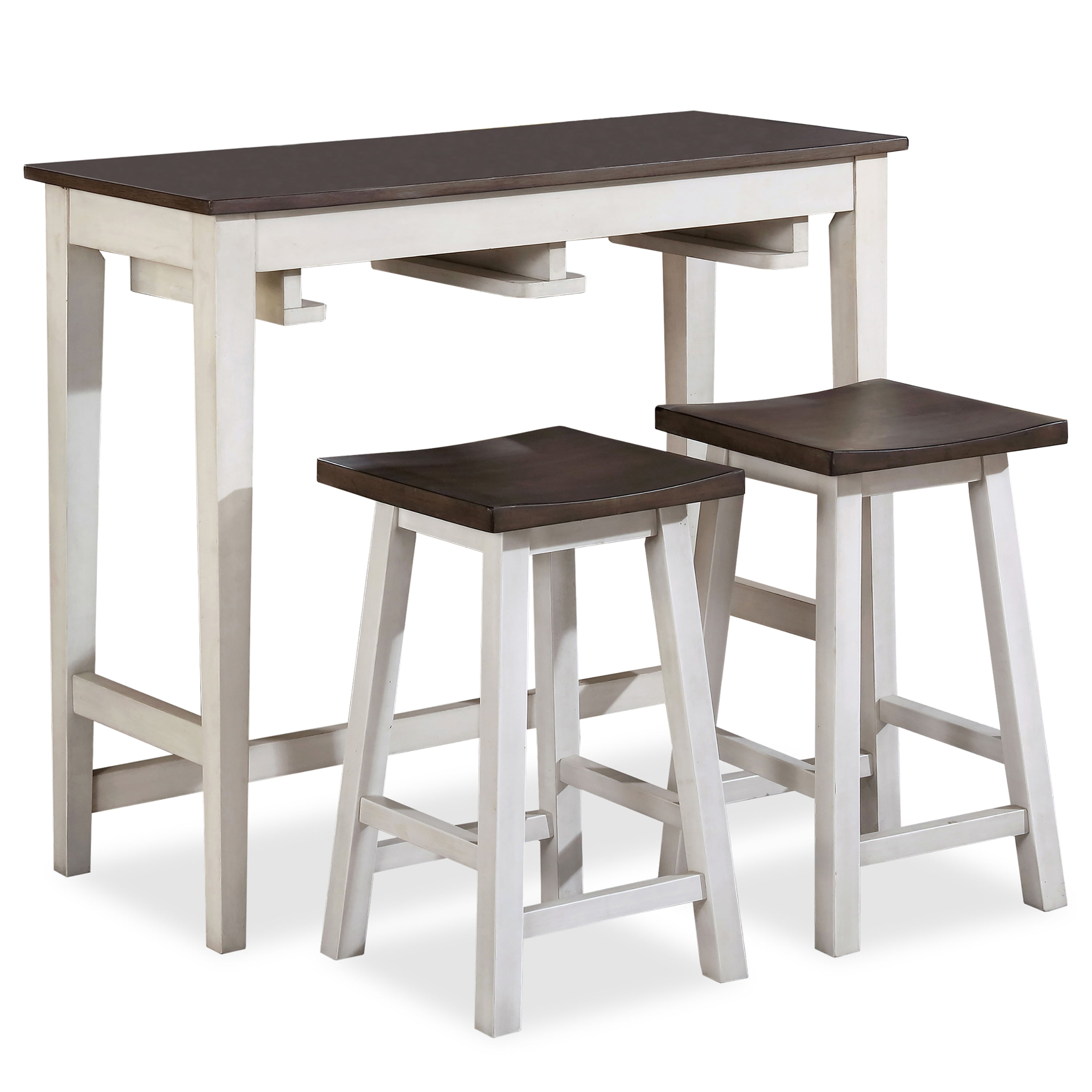Furniture of America Tryst 3-Piece Wood Bar Table Set, White and Gray ...