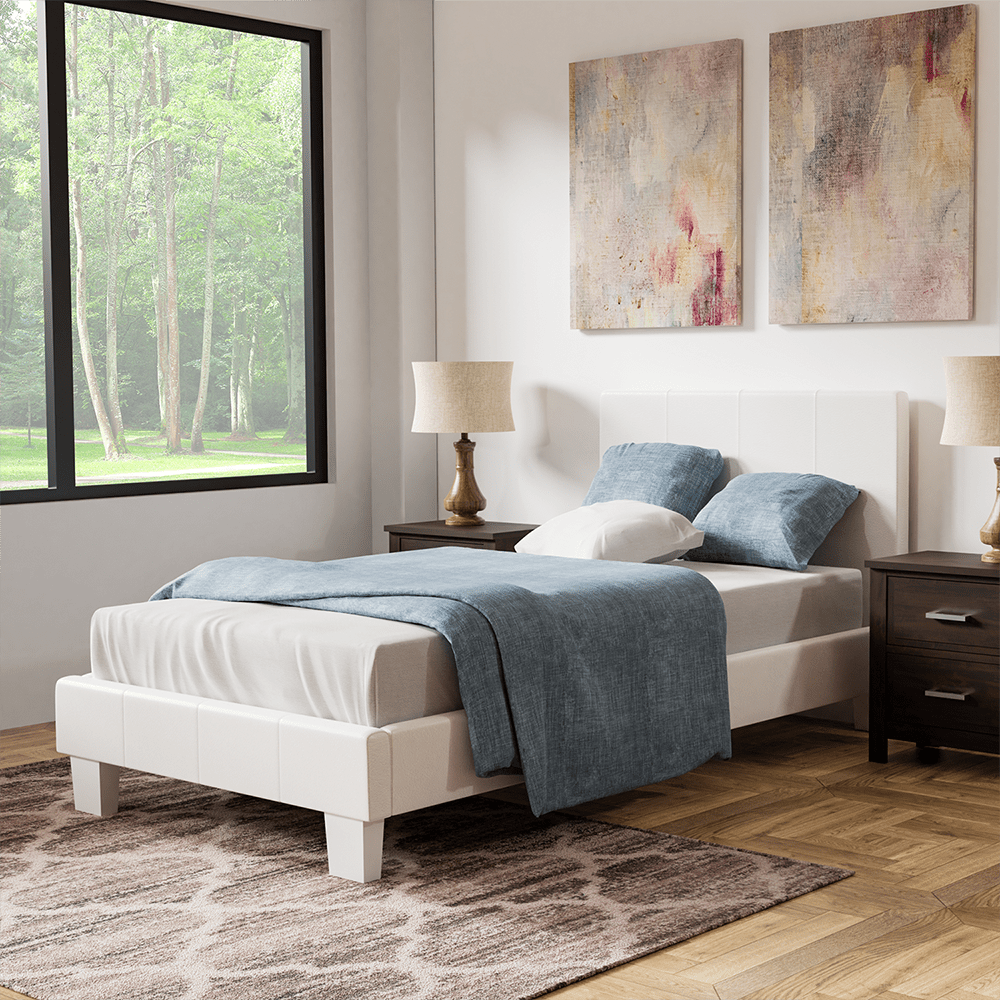 Furniture of America Mellie Mattress Ready Faux Leather White Twin Kids ...