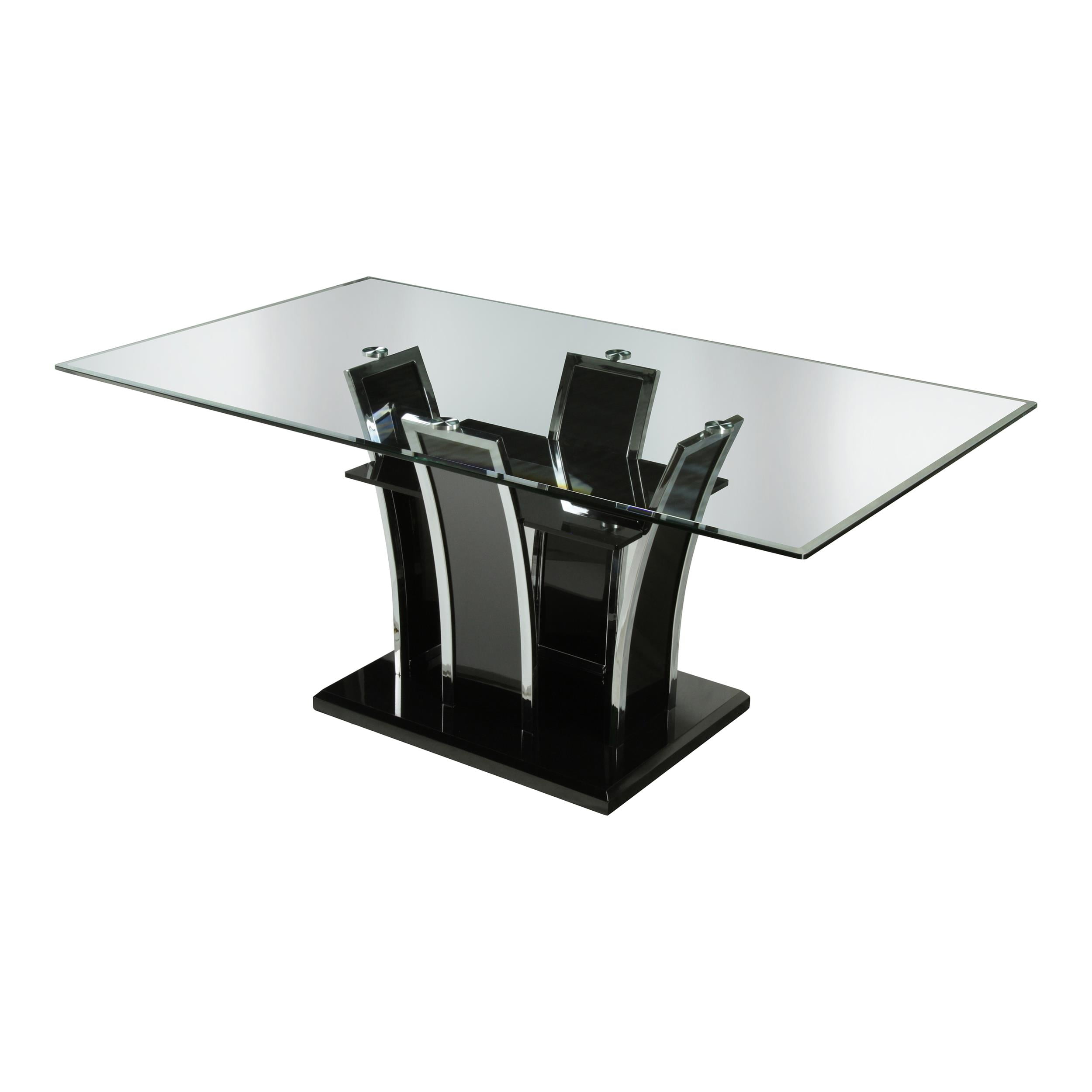 Furniture of America Valery Contemporary Glass Top Dining Table in ...
