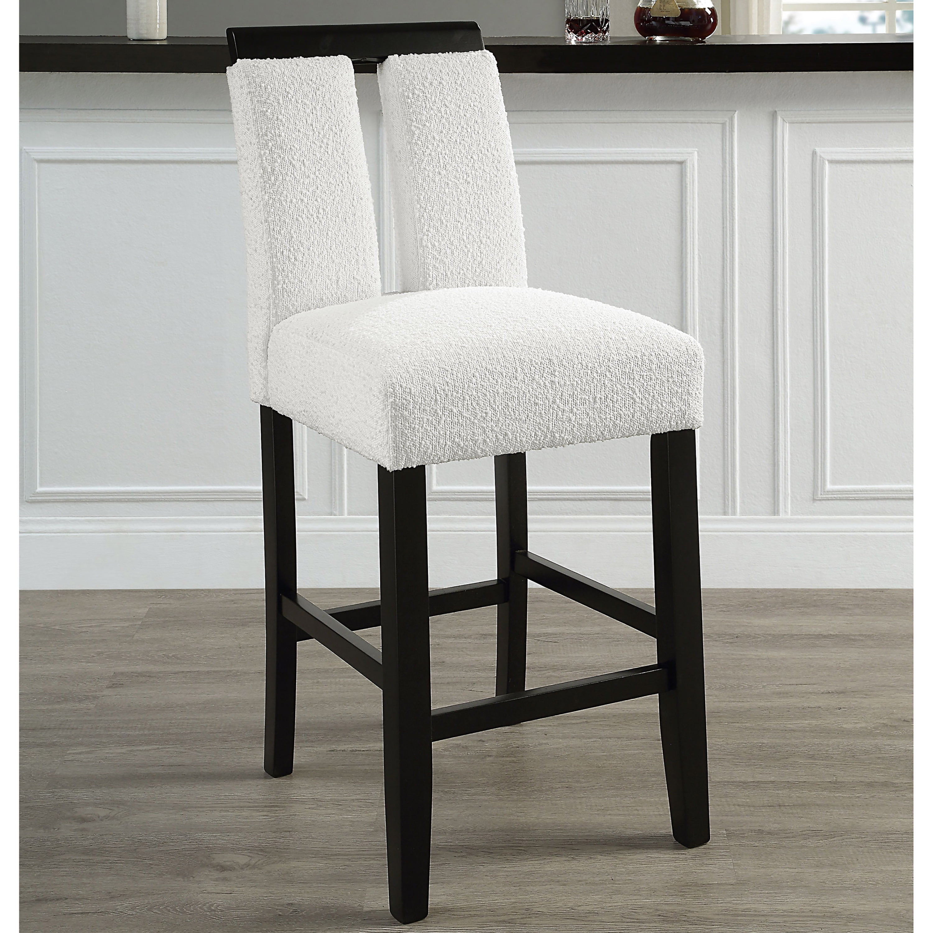 Furniture of America Vana Upholstered Fabric White and Black Counter ...