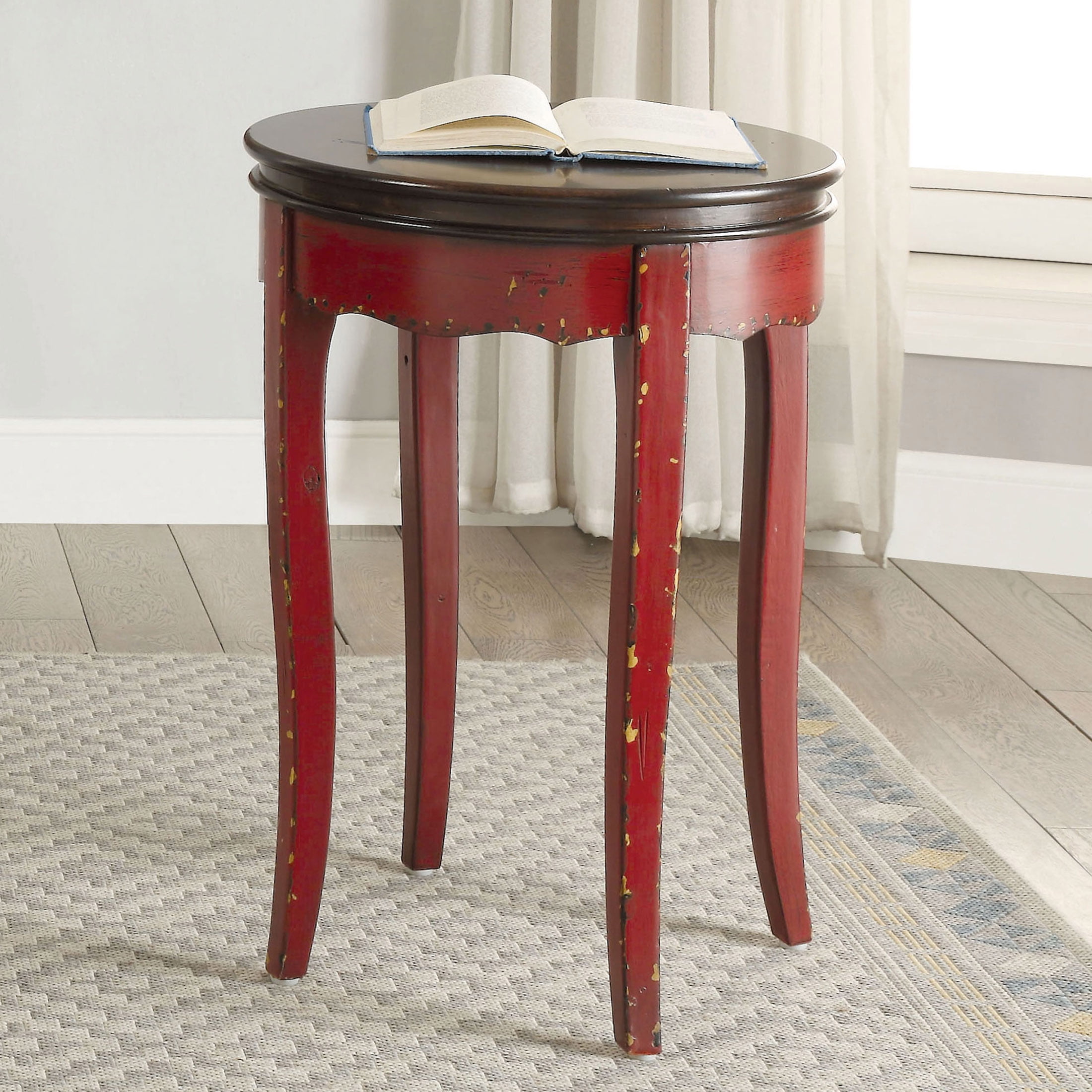 Furniture of America Vasco Round End Table, Red - Walmart.com