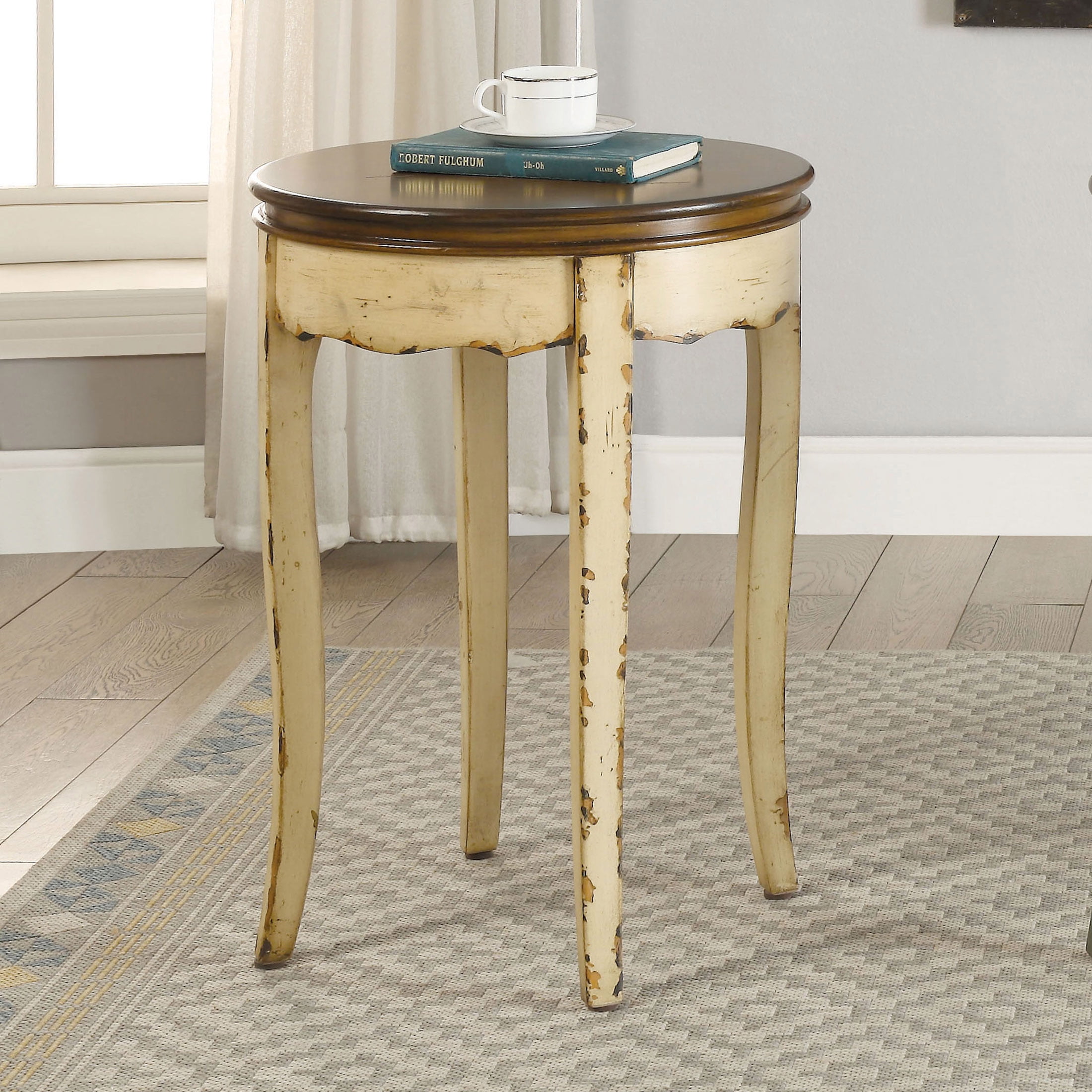 Furniture of America Vasco Round End Table, White - Walmart.com