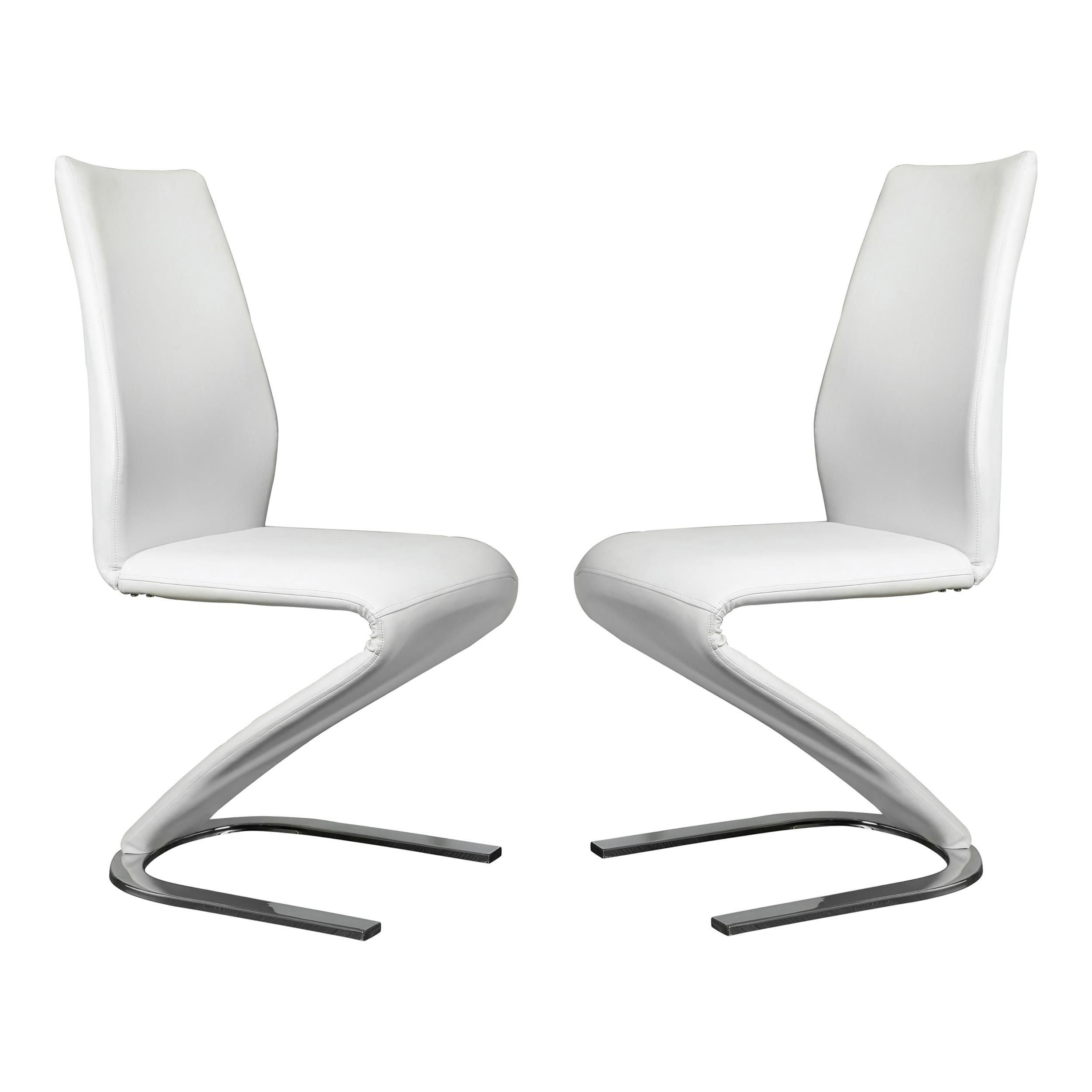Furniture of America Verdell Faux Leather Dining Chair in White (Set of ...