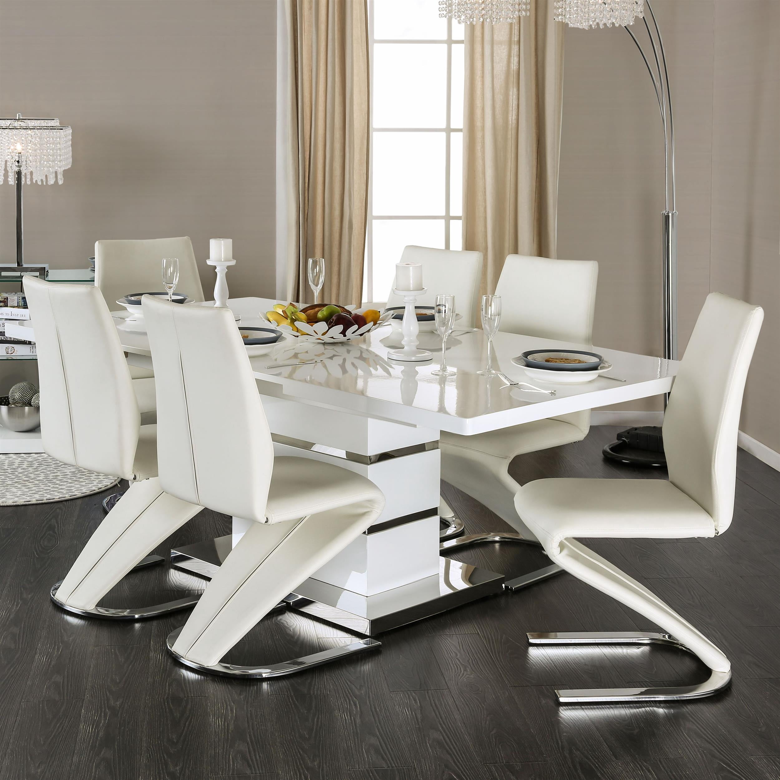 Furniture of America Verdell Metal 7-Piece Dining Table Set in White ...