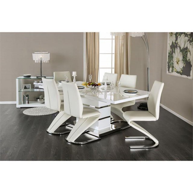 Furniture of America Verdell Metal 7-Piece Dining Table Set in White ...