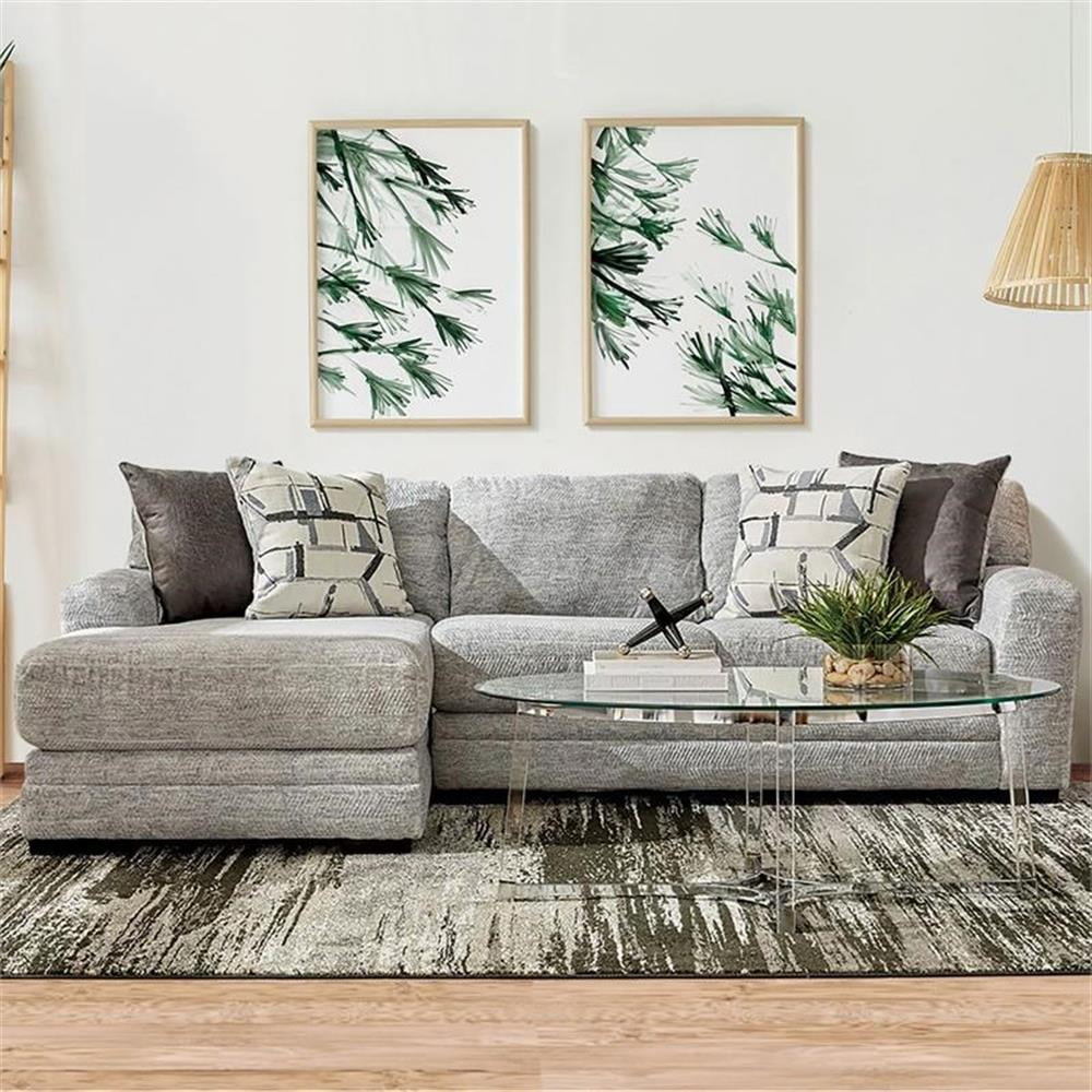 Furniture of America Vetch Contemporary Chenille L-Shaped Sectional in ...