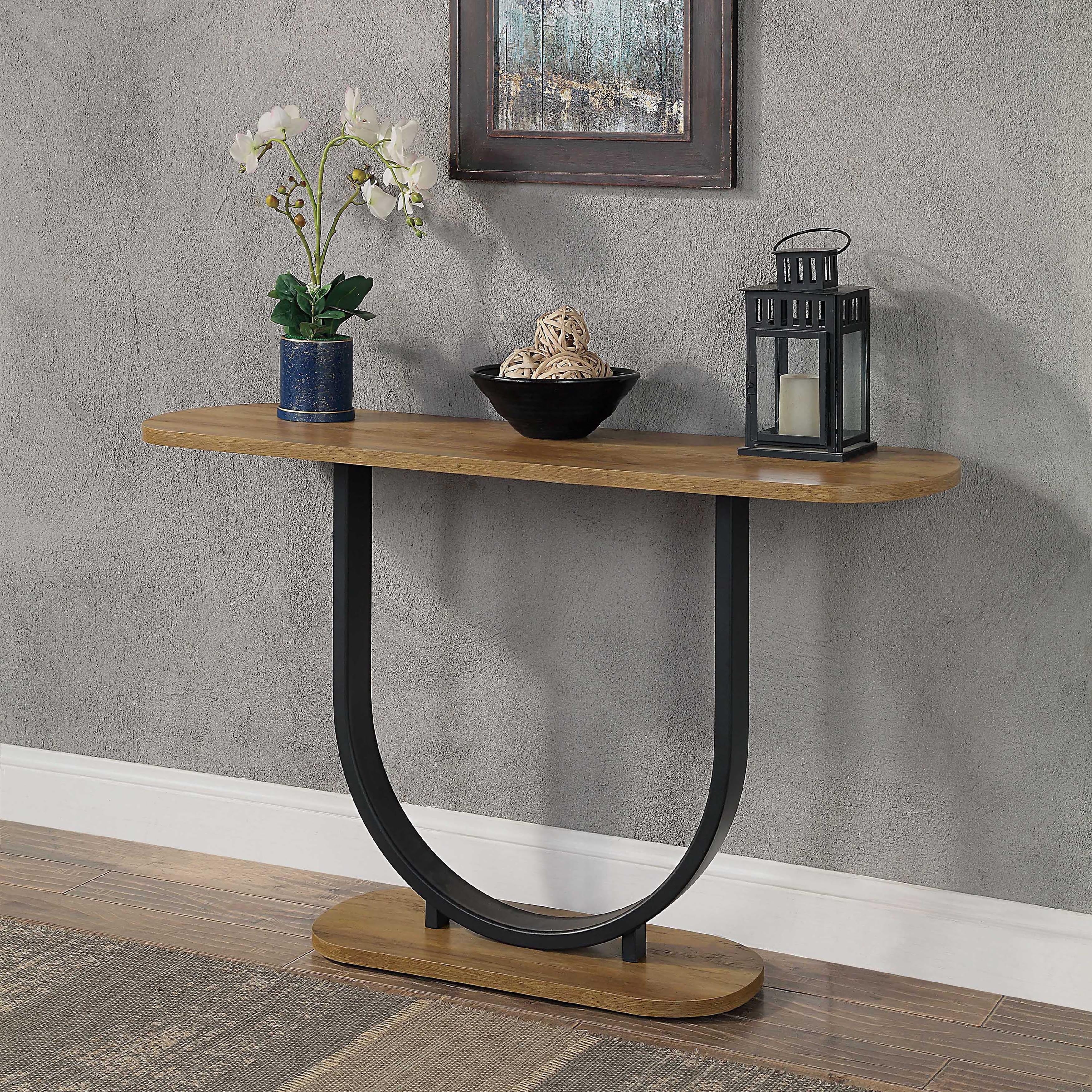 Furniture of America Vimm Industrial Oak 47 inch Steel Sofa Table by