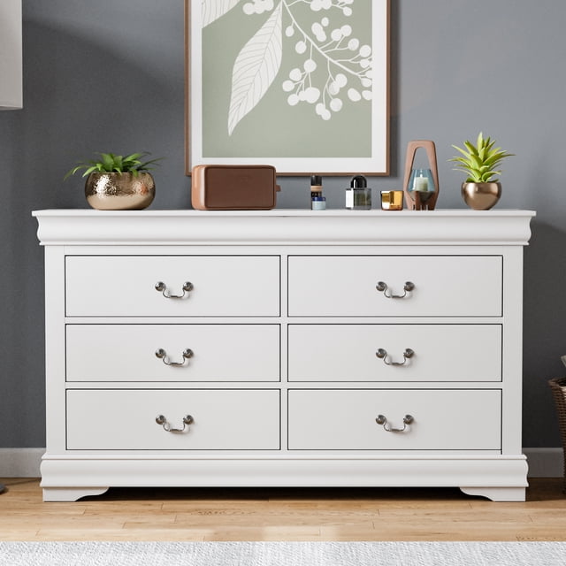 Furniture of America Vrai 6-Drawer Solid Wood White Dresser - Walmart.com