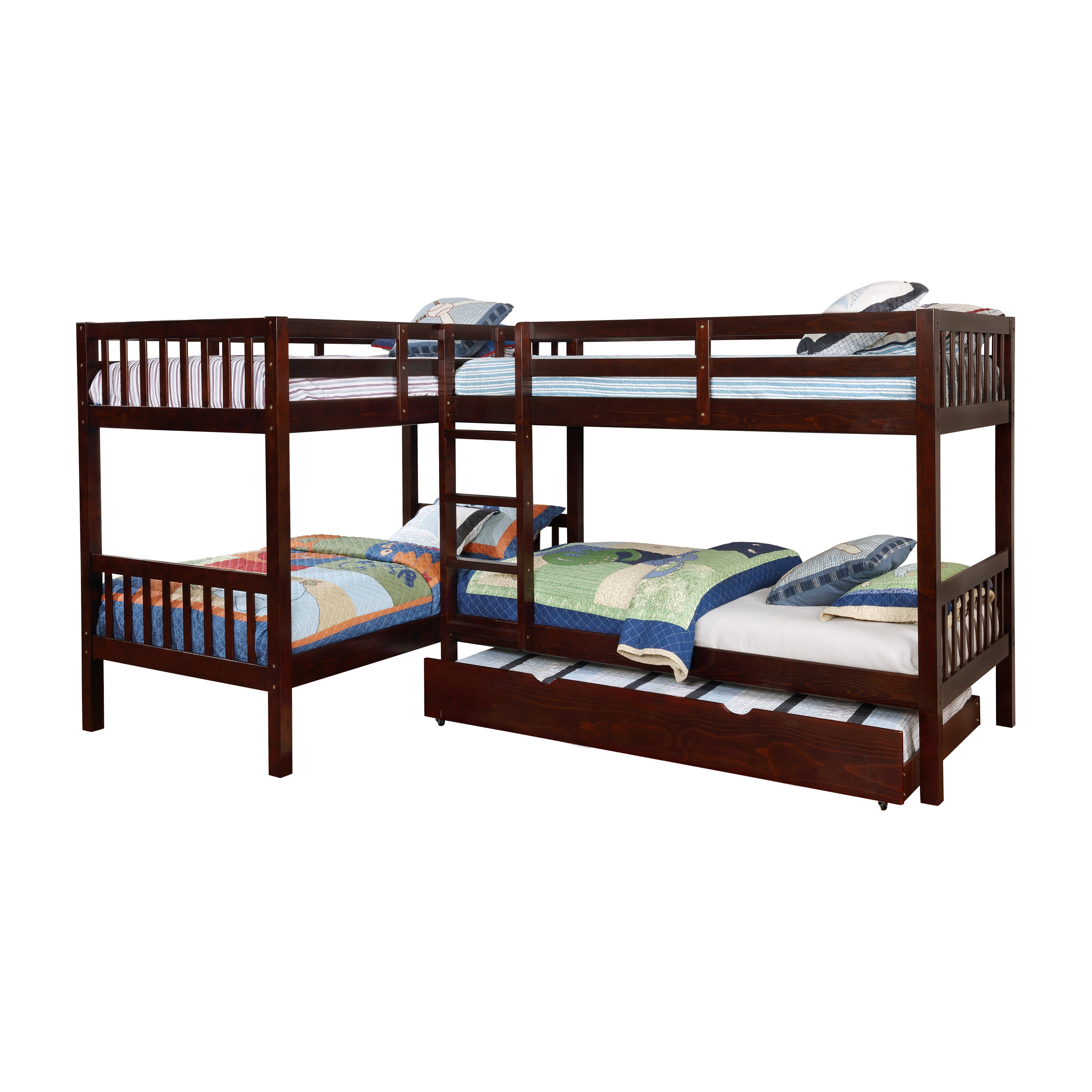 Wellick Quadruple Bunk Bed - Twin - Dark Walnut - Walmart.com