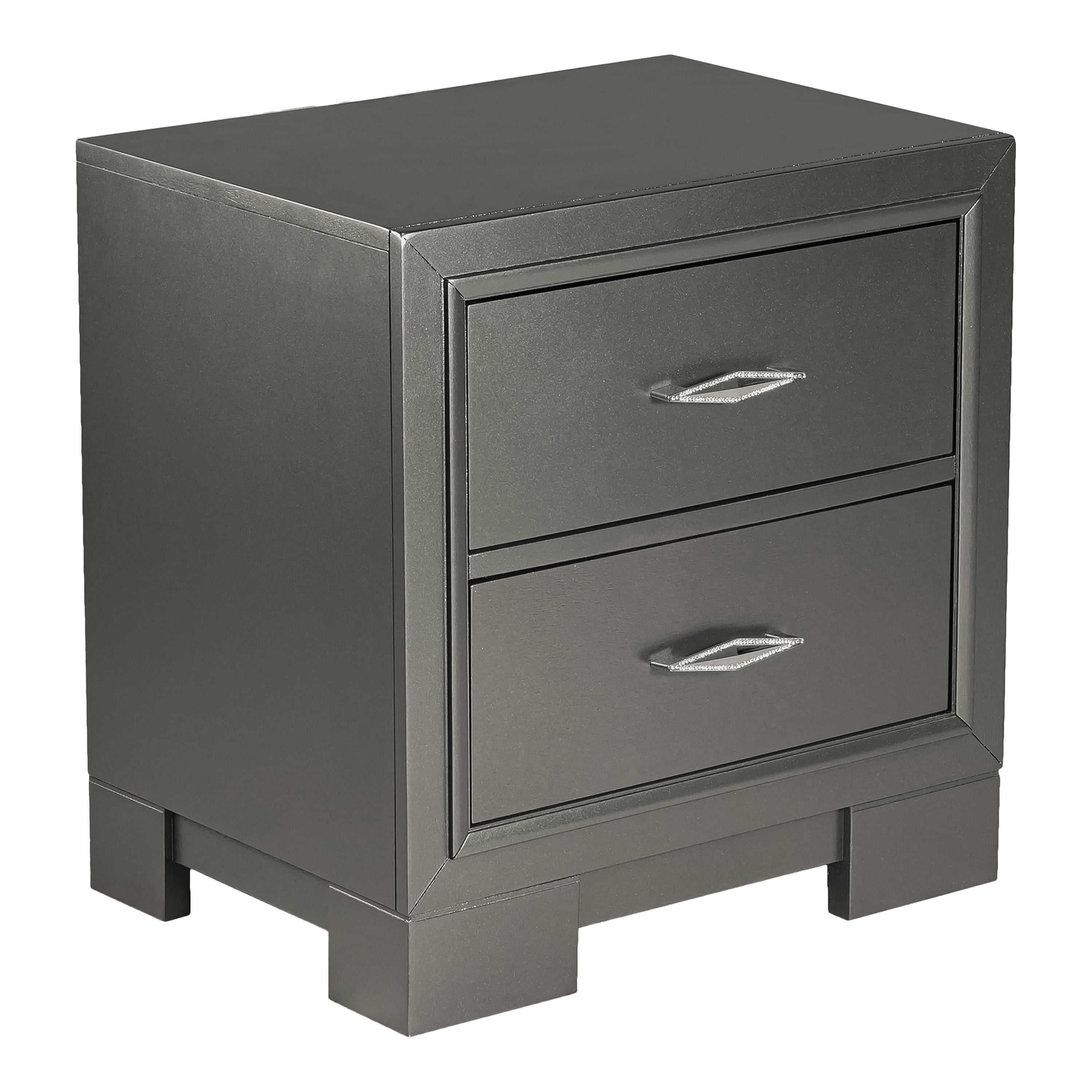 Furniture of America Willow Wood 2-Drawer Nightstand, Metallic Gray ...