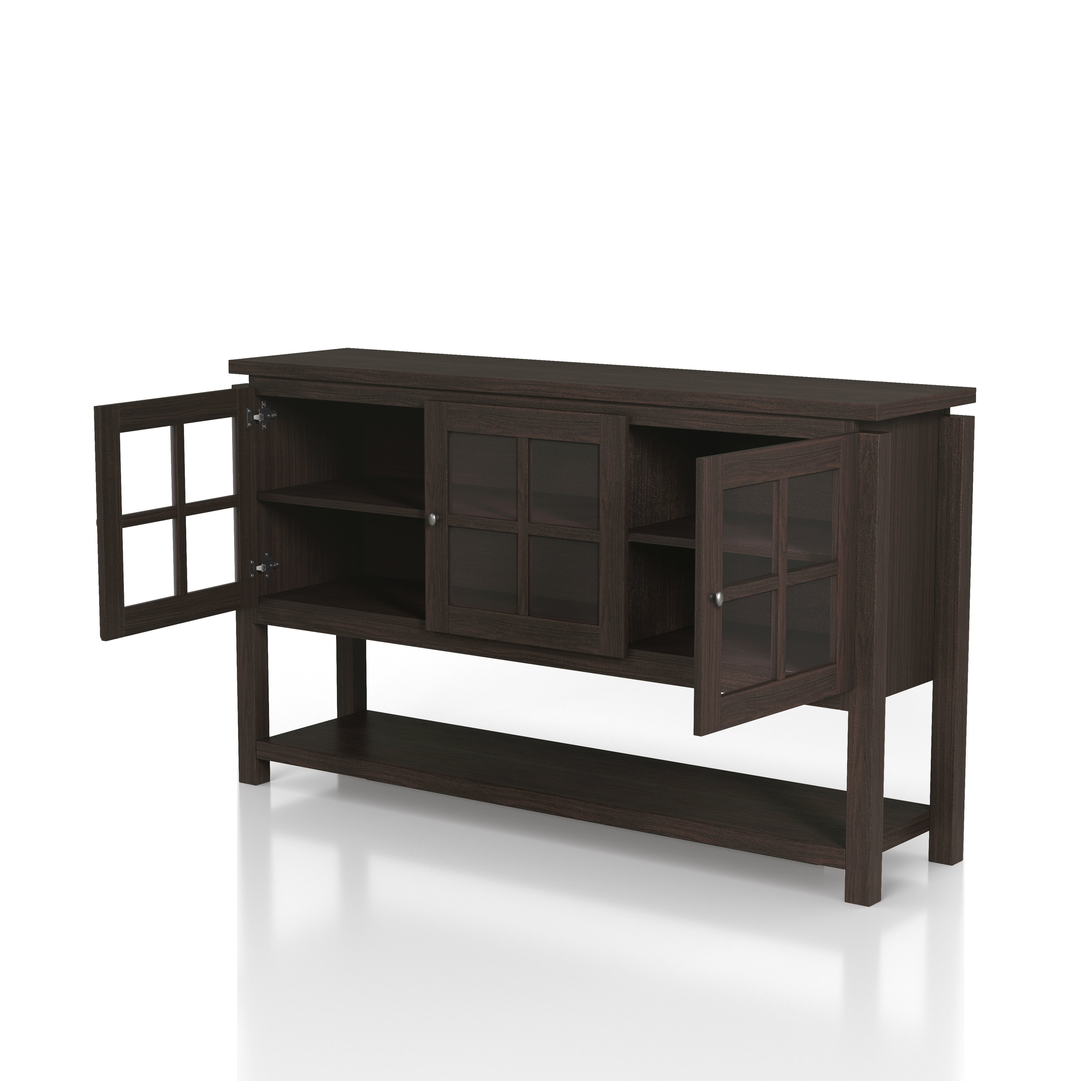 Furniture of America Wins Modern Farmhouse 5-shelf Buffet Table Walnut ...