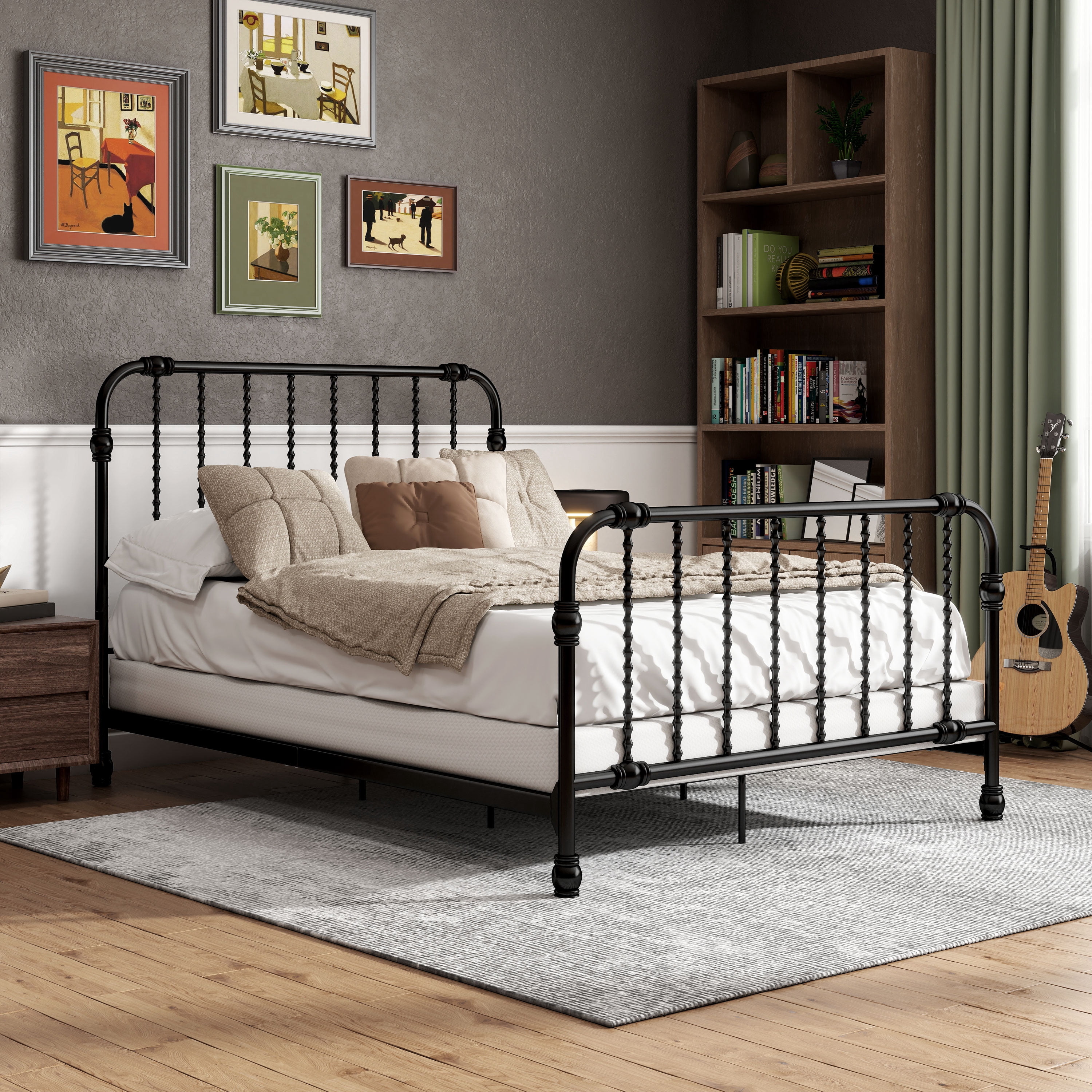 Furniture of America Wren Metal Bed, Full Size, Black - Walmart.com