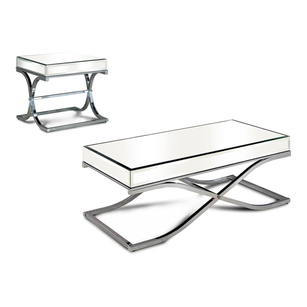 Furniture of America Xander Metal 2-Piece Coffee Table Set in Chrome ...