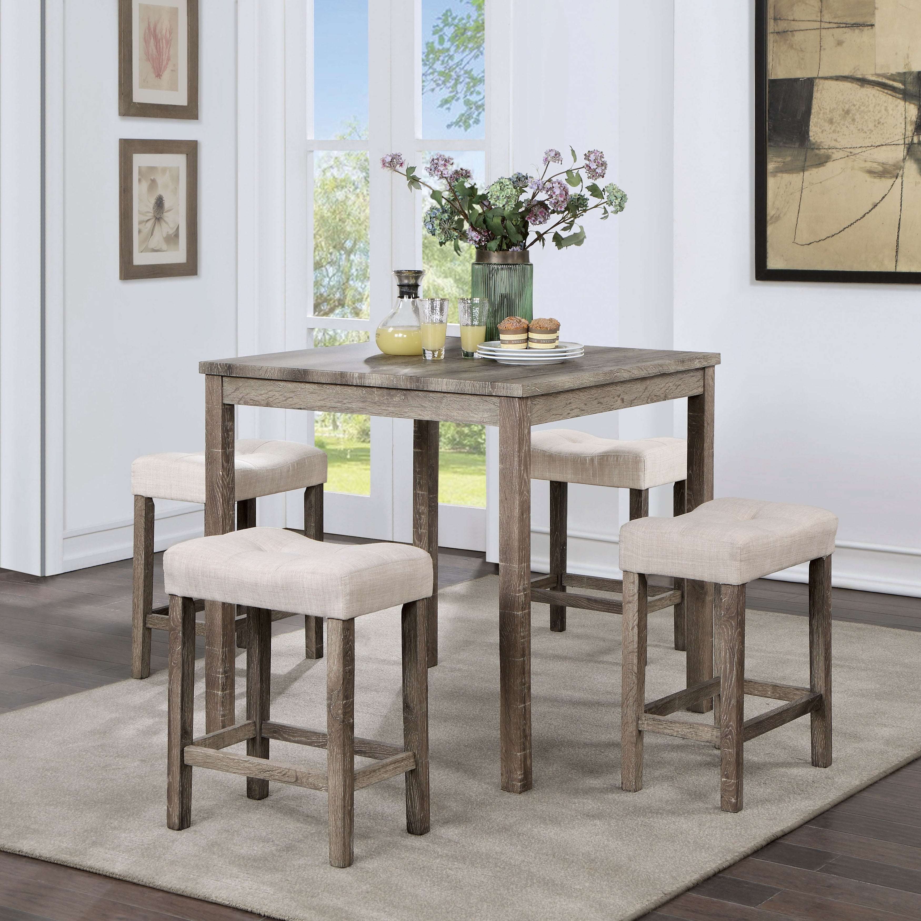 Furniture of America Yili Transitional Grey Wood 5-Piece Counter Height ...