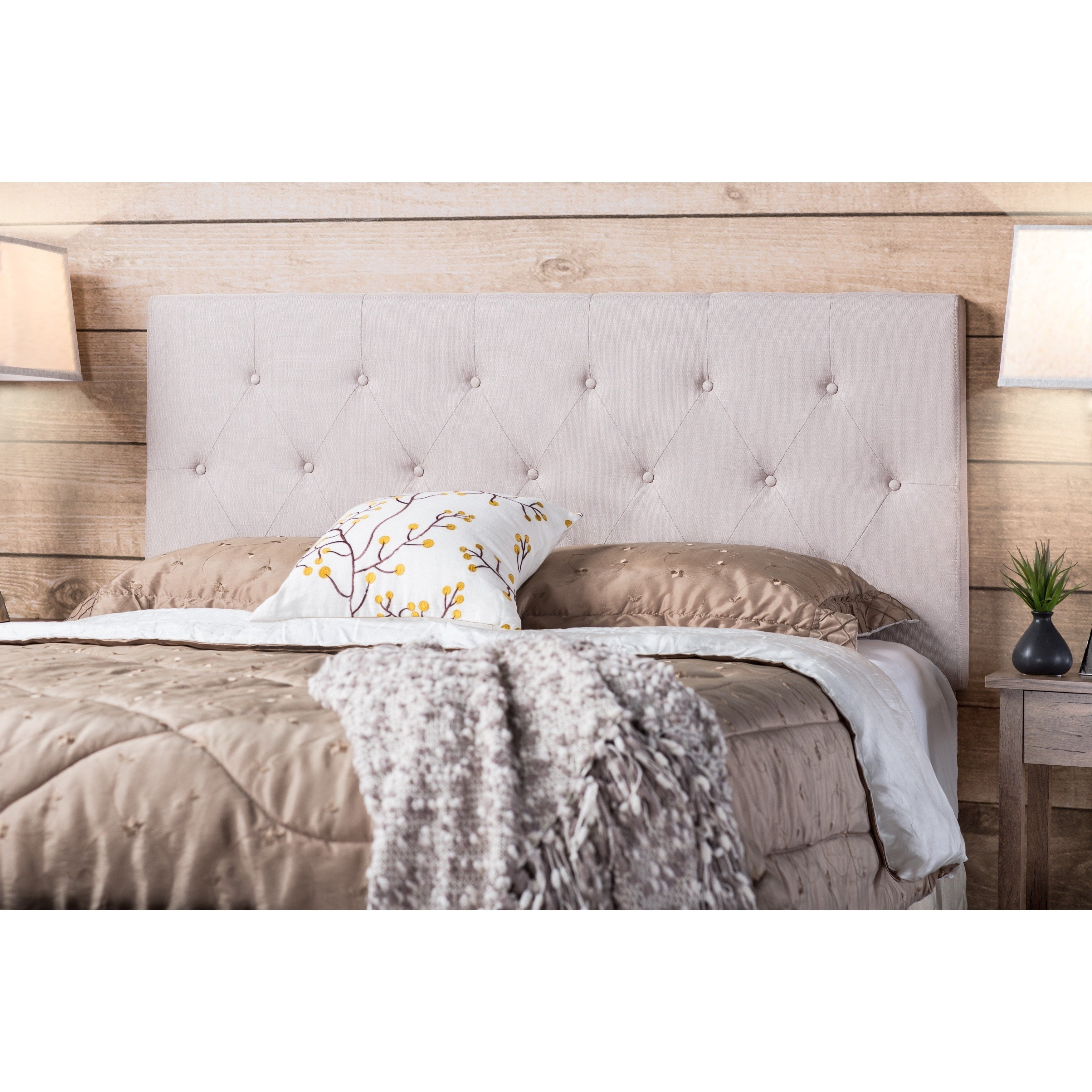 Furniture of America Zele Modern Ivory Linen Adjustable Headboard Ivory ...