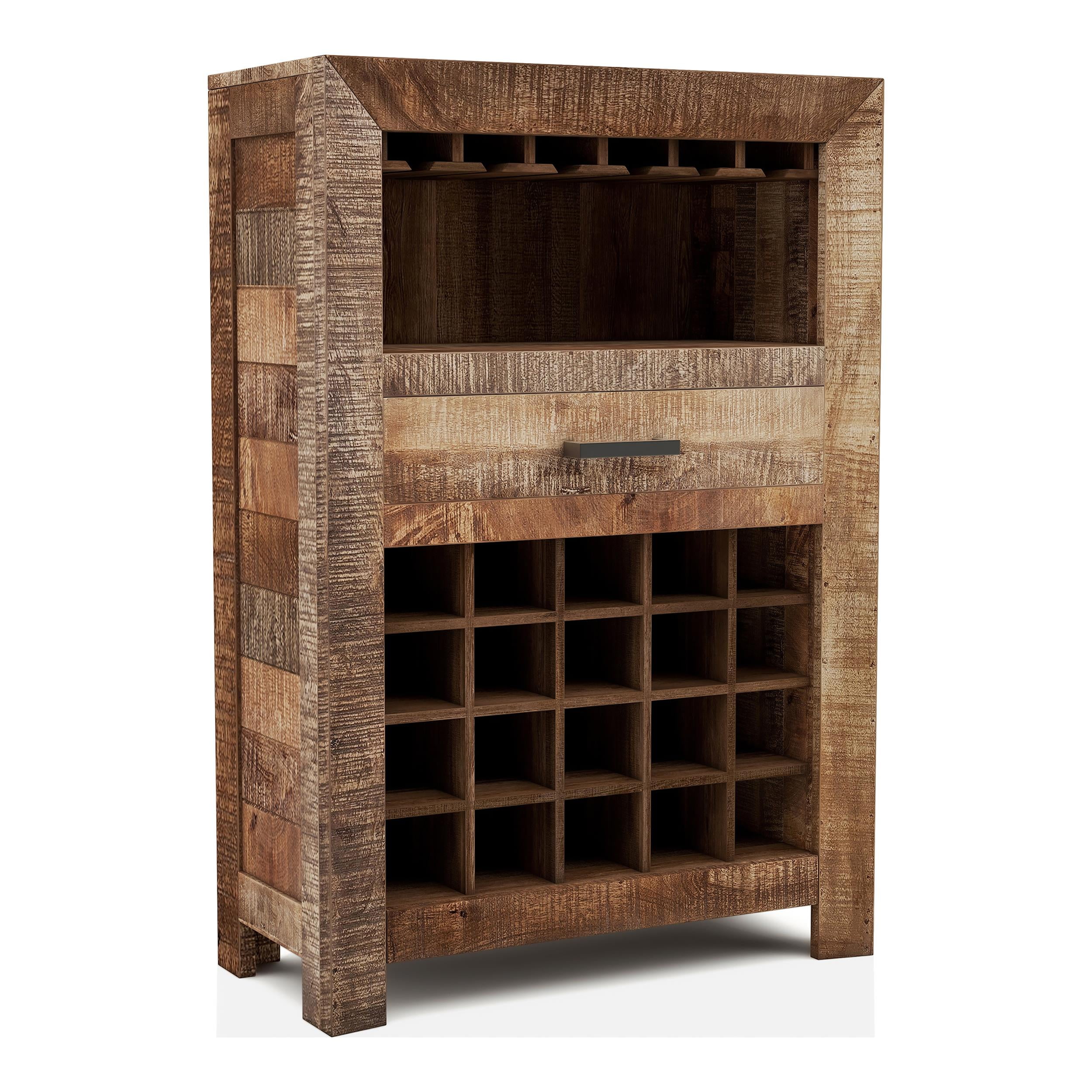 Furniture of America Zima Yellow Solid Wood 20-Bottle Wine Bar ...