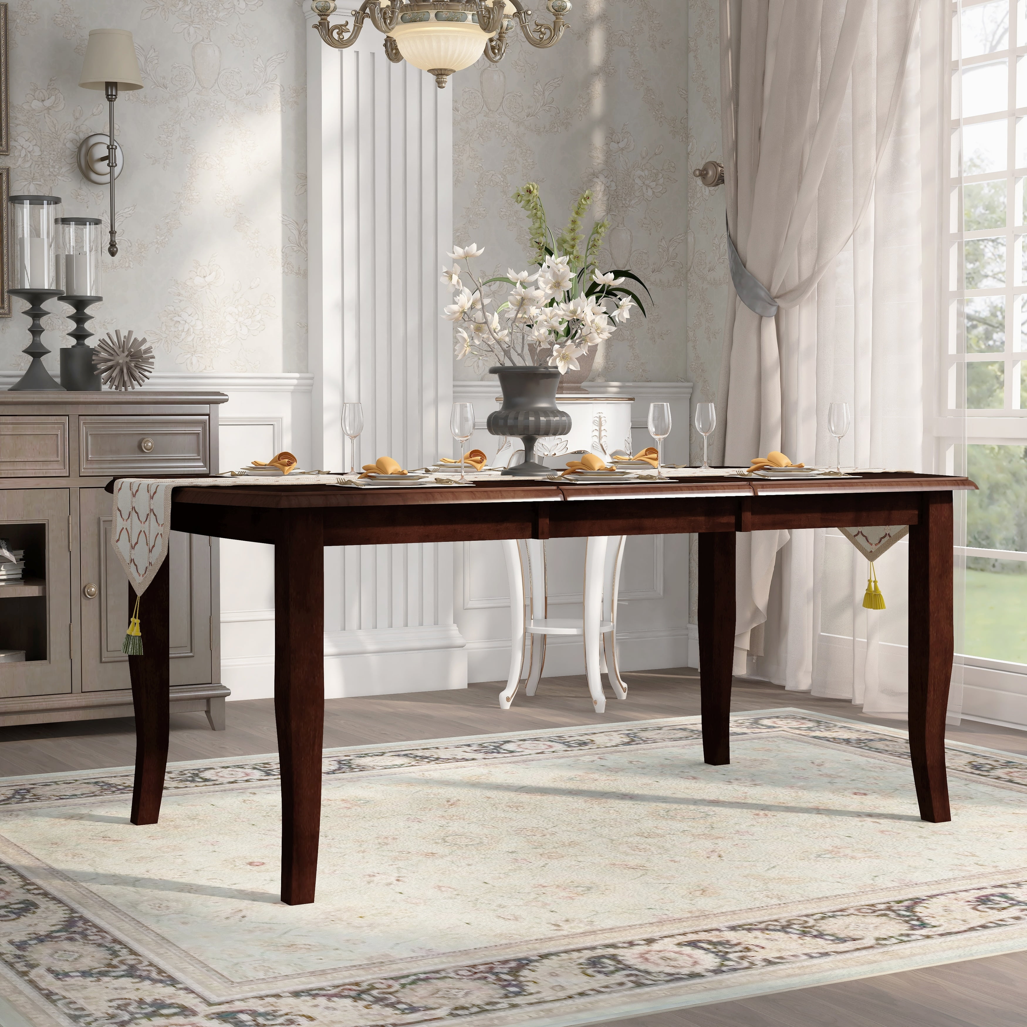 Furniture of America Zita Espresso 72-inch Wood Expandable Dining Table ...