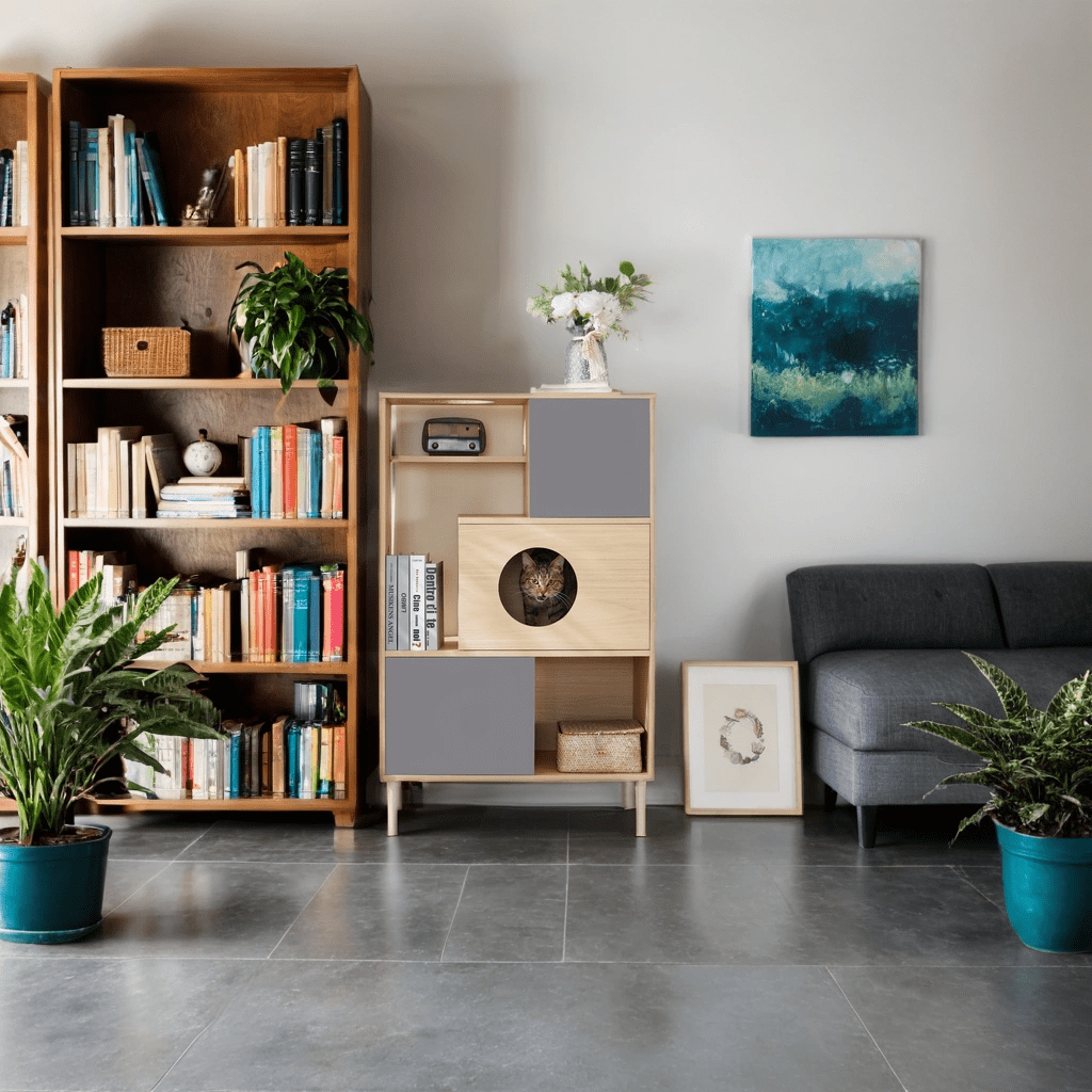 Furniture style Modern cat Bookcase Cat tree shelves with Storage ...